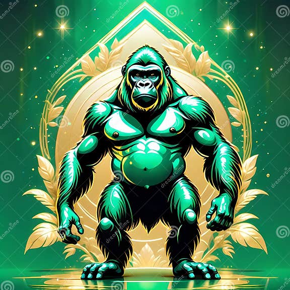 Gorilla on an Emerald Background Stock Illustration - Illustration of ...
