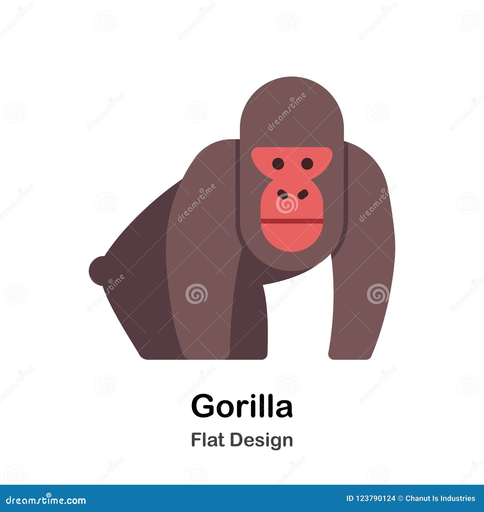 Gorilla Flat Icon stock vector. Illustration of wildlife - 123790124