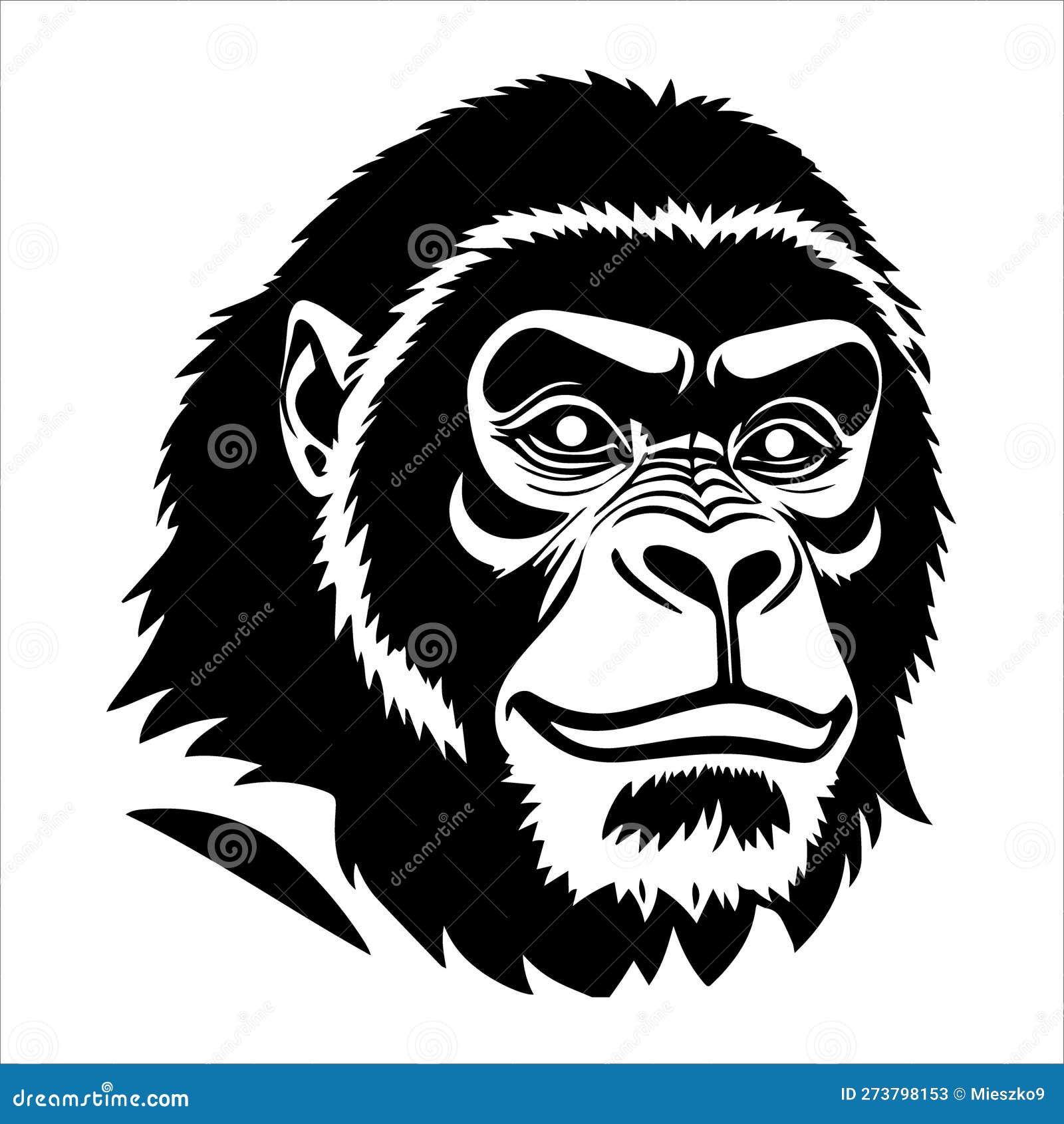Gorilla Head. Vector Illustration Stock Vector - Illustration of vector, print: 273798153