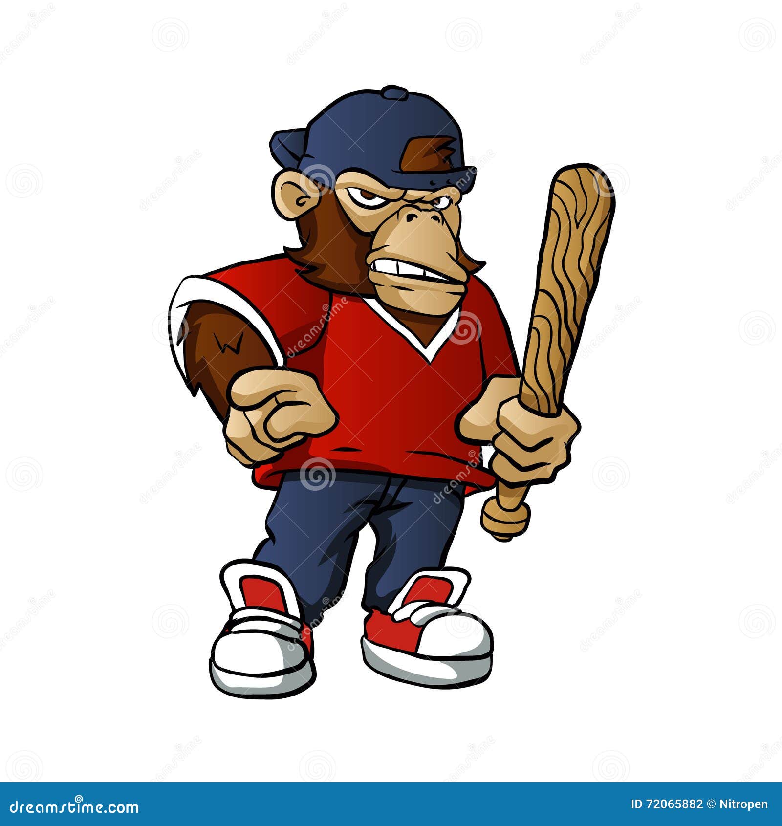 Gorilla Holding Softball Hitting Stick Stock Vector - Illustration of ...