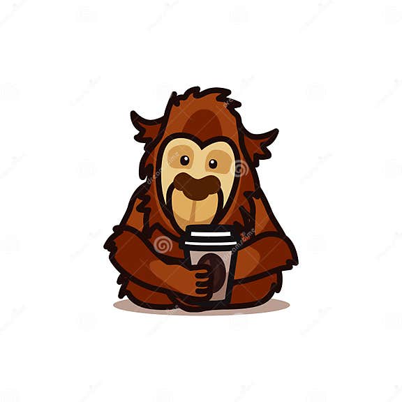 Gorilla Monkey Drinking Coffee Stock Illustration - Illustration of ...
