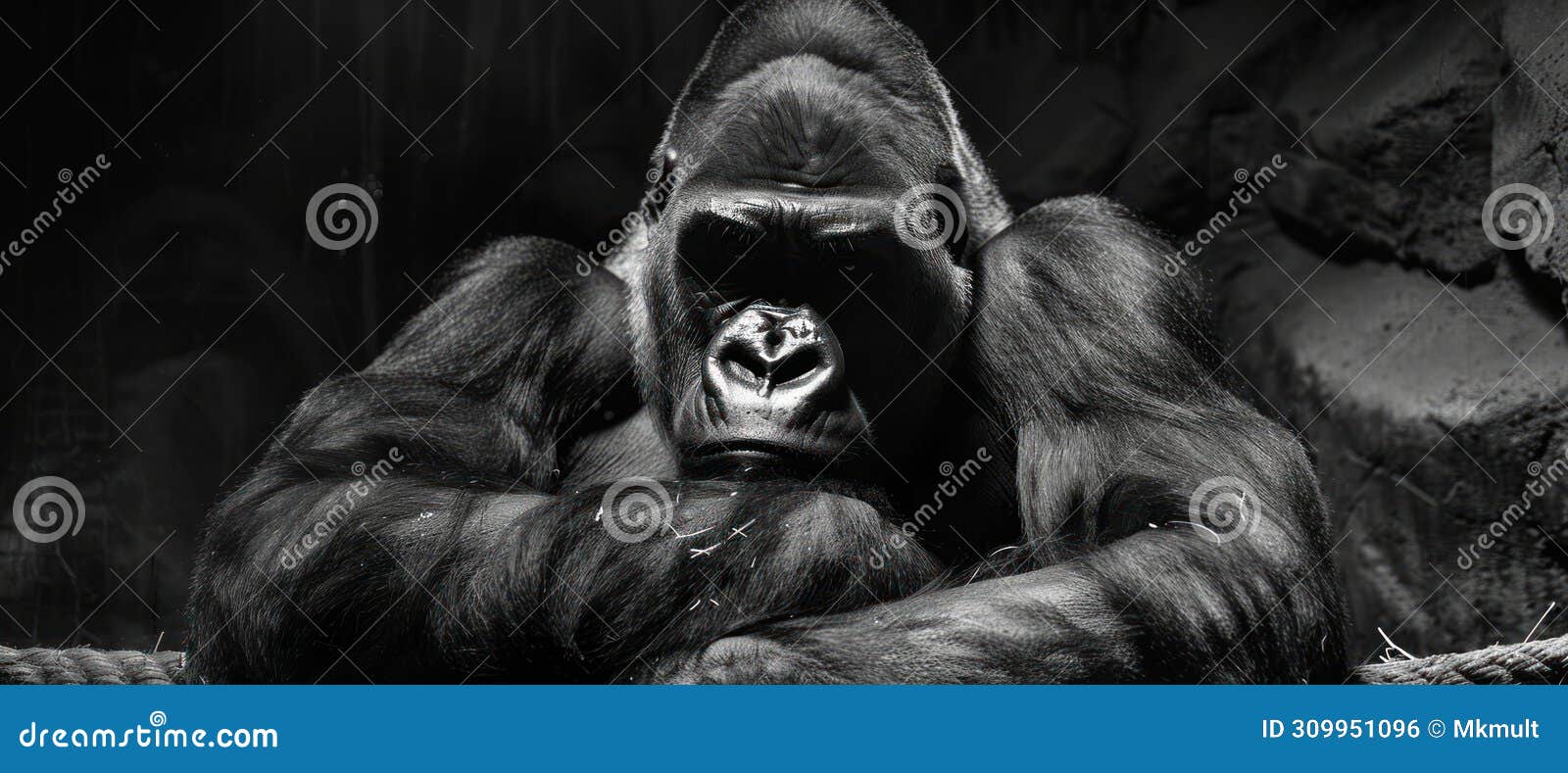 Gorilla Sitting on Top of Rope Stock Photo - Image of posture, wild ...