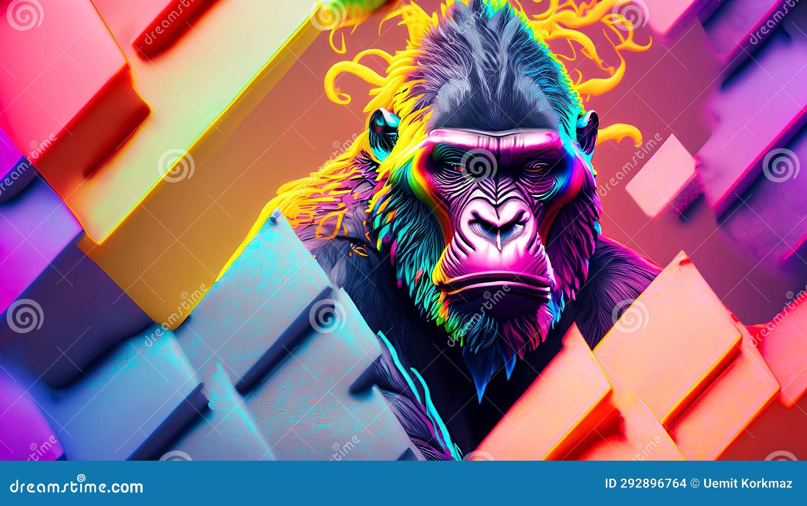 Gorillas and Monkeys in Colorful Pride Colors Stock Illustration ...