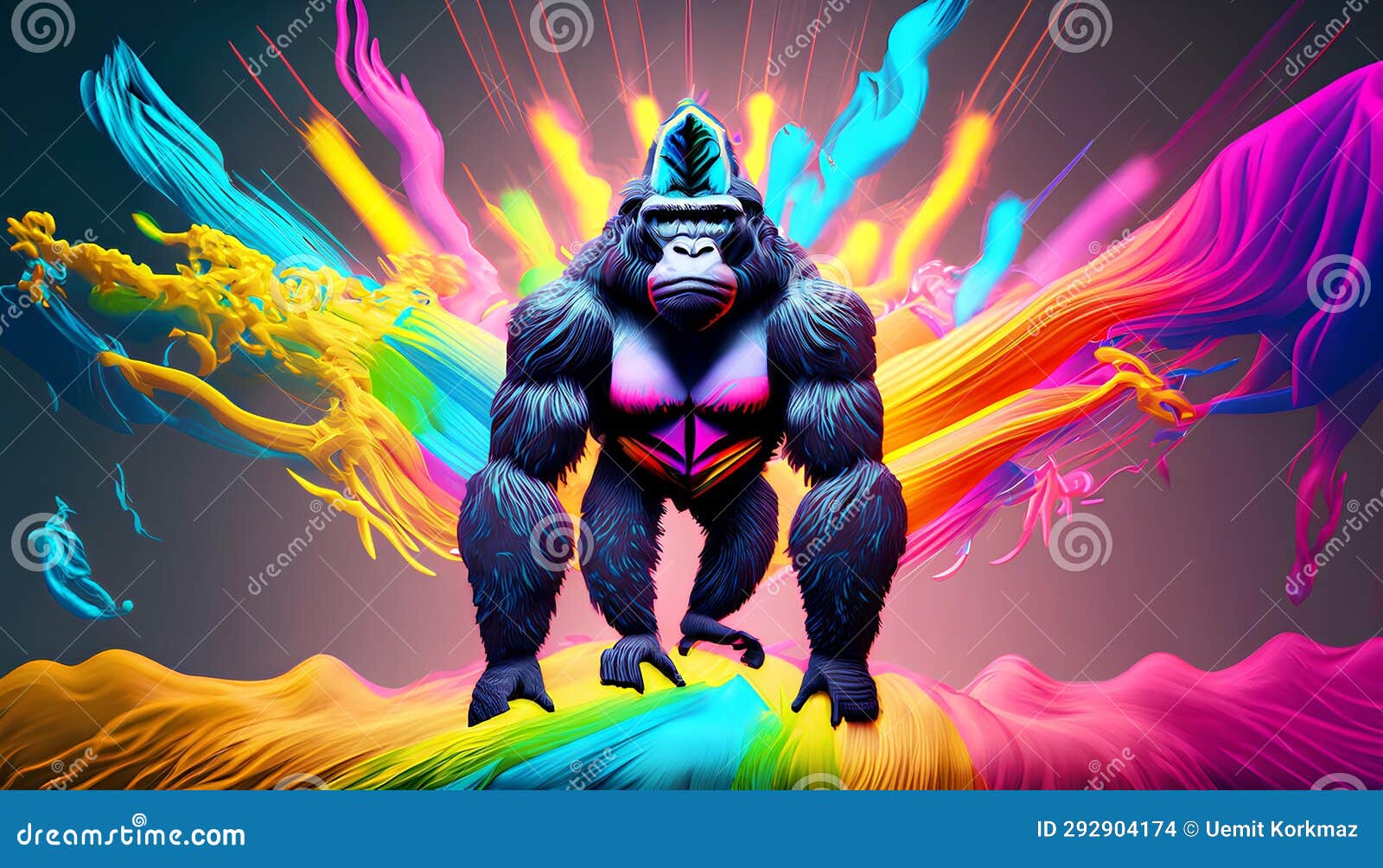 Gorillas and Monkeys in Colorful Pride Colors Stock Illustration ...