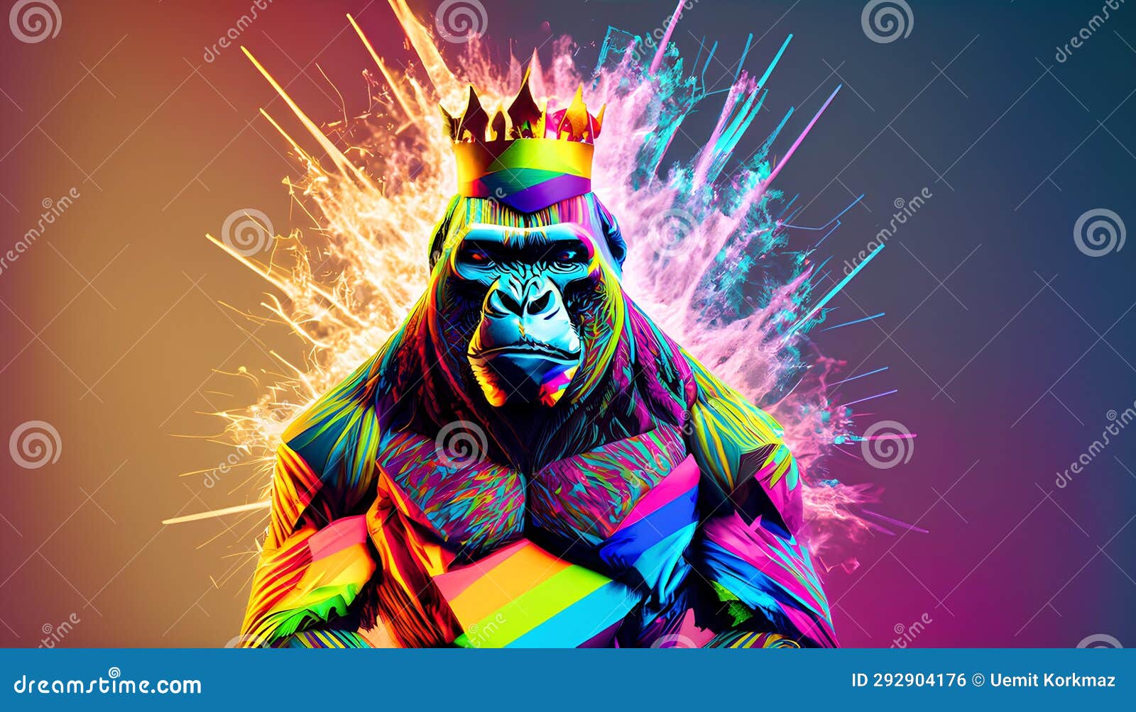 Gorillas and Monkeys in Colorful Pride Colors Stock Illustration ...