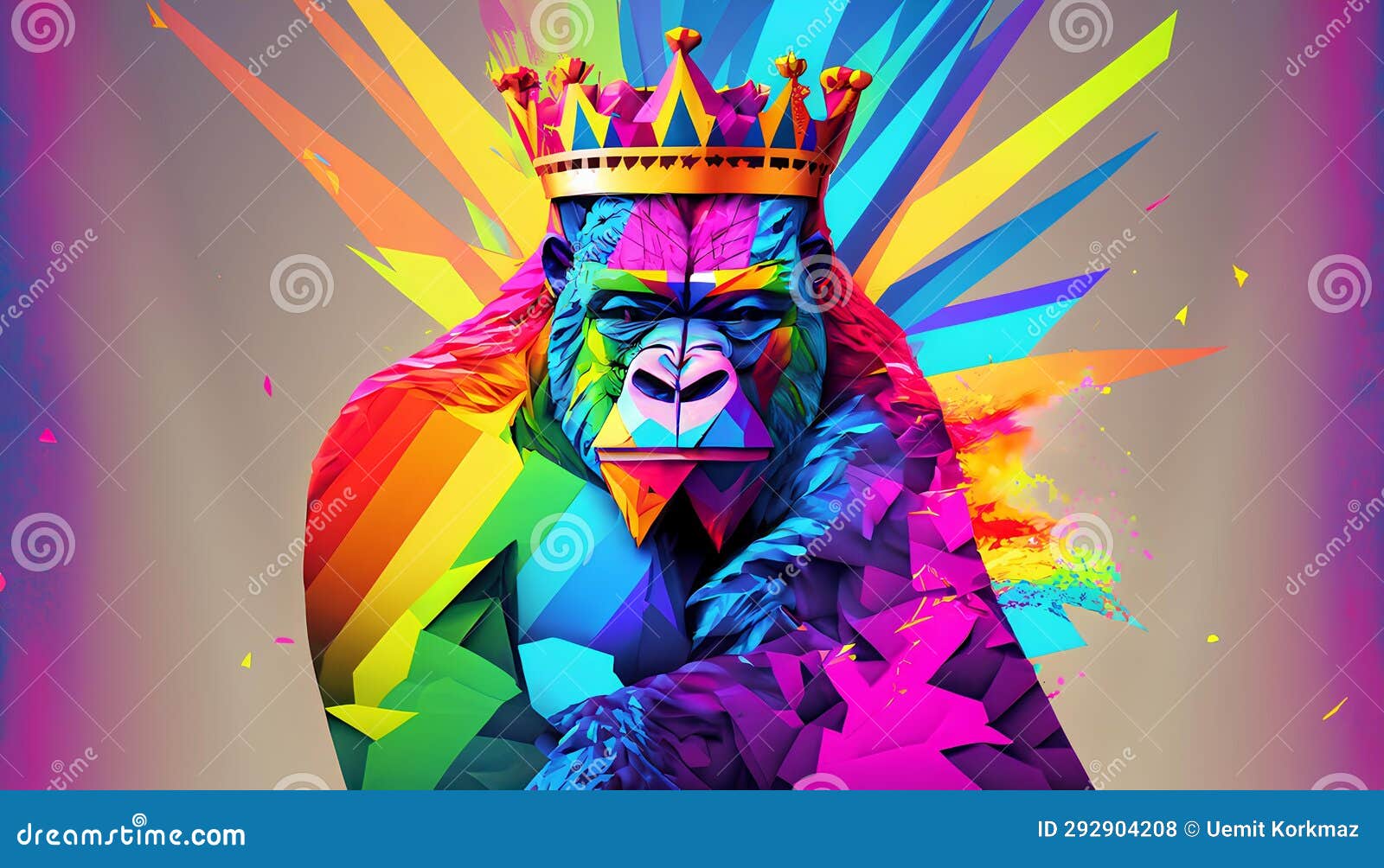 Gorillas and Monkeys in Colorful Pride Colors Stock Illustration ...