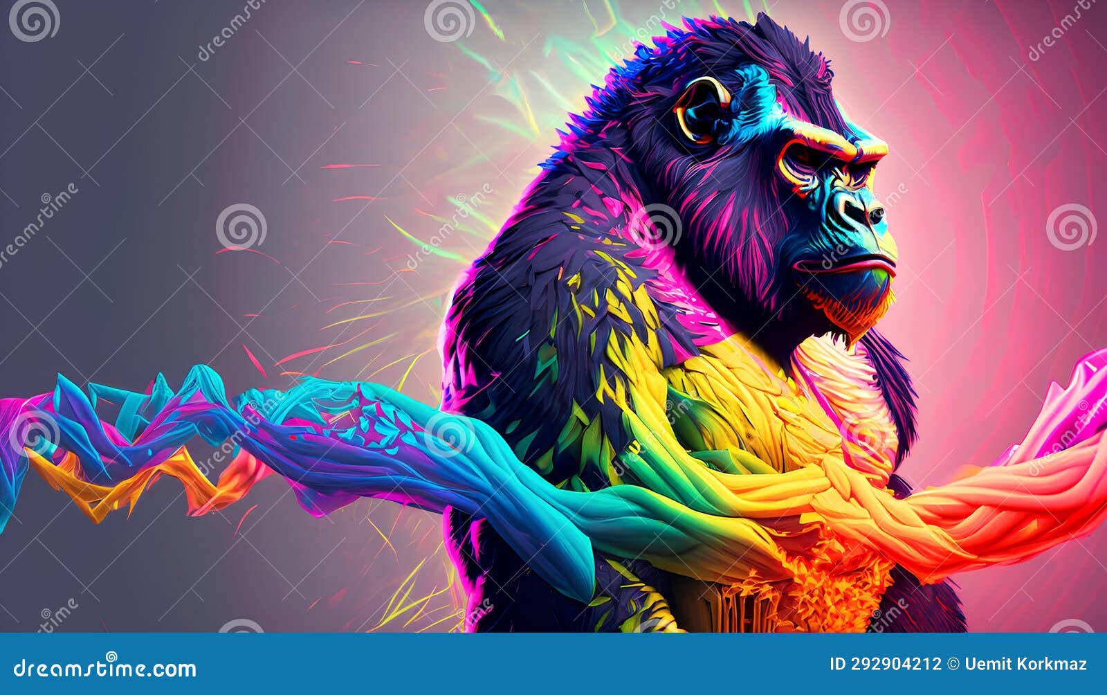 Gorillas and Monkeys in Colorful Pride Colors Stock Illustration ...