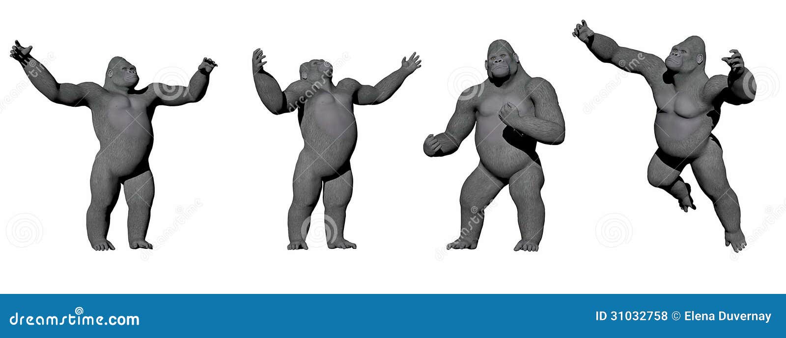 Four Gorillas Walking On A Stairway Royalty-Free Cartoon ...