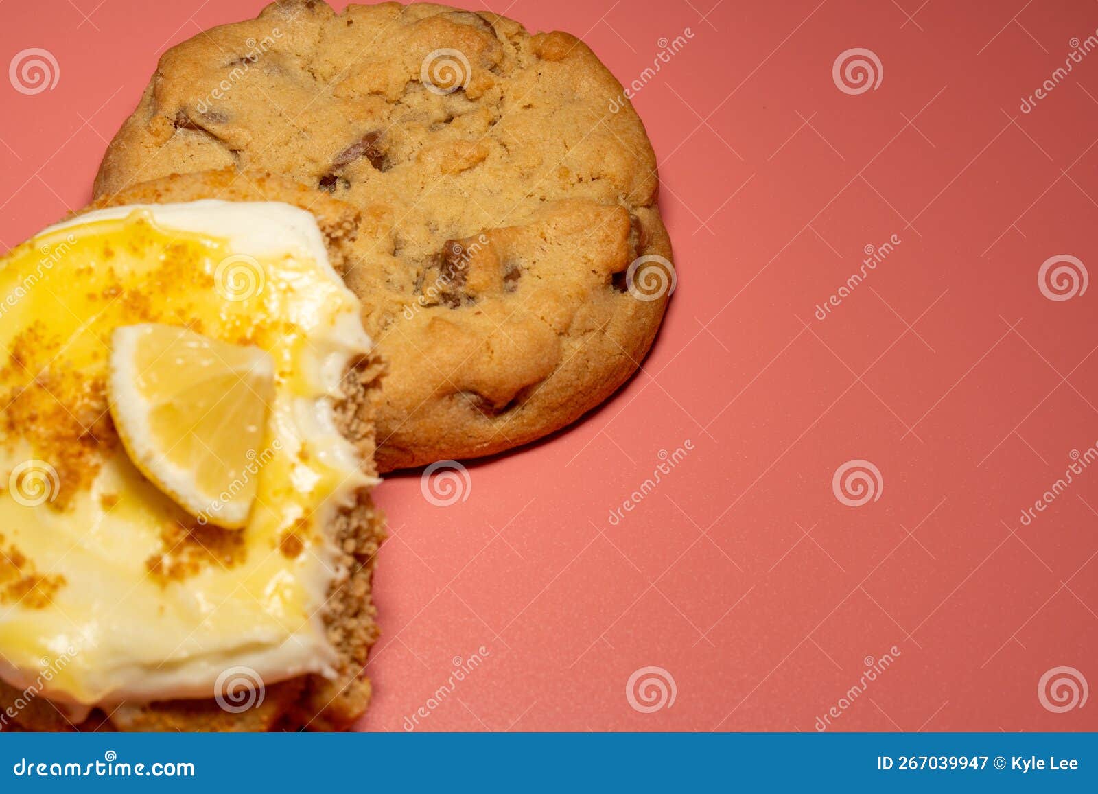 Gormet Cookie on a Pink Background Stock Image - Image of calories ...