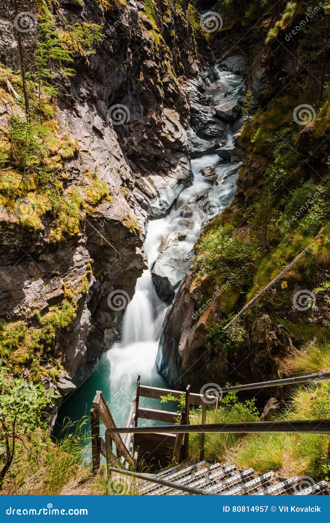 Gorner Gorge with Tourist Path and River Below Stock Image - Image of ...