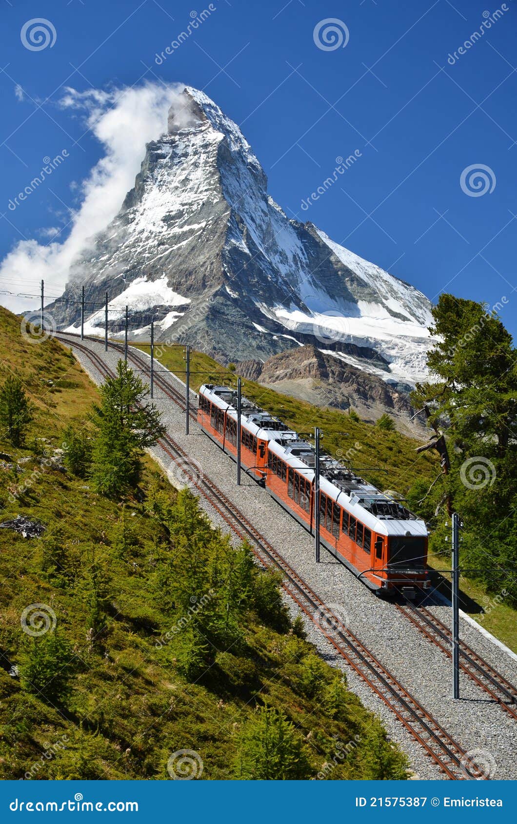 Gornergrat Train and Matterhorn. Switzerland Stock Image - Image of ...