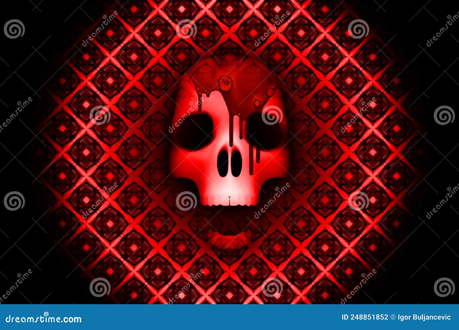 Gory Halloween Skull. Human Skull in Blood. Gory Human Skull on ...