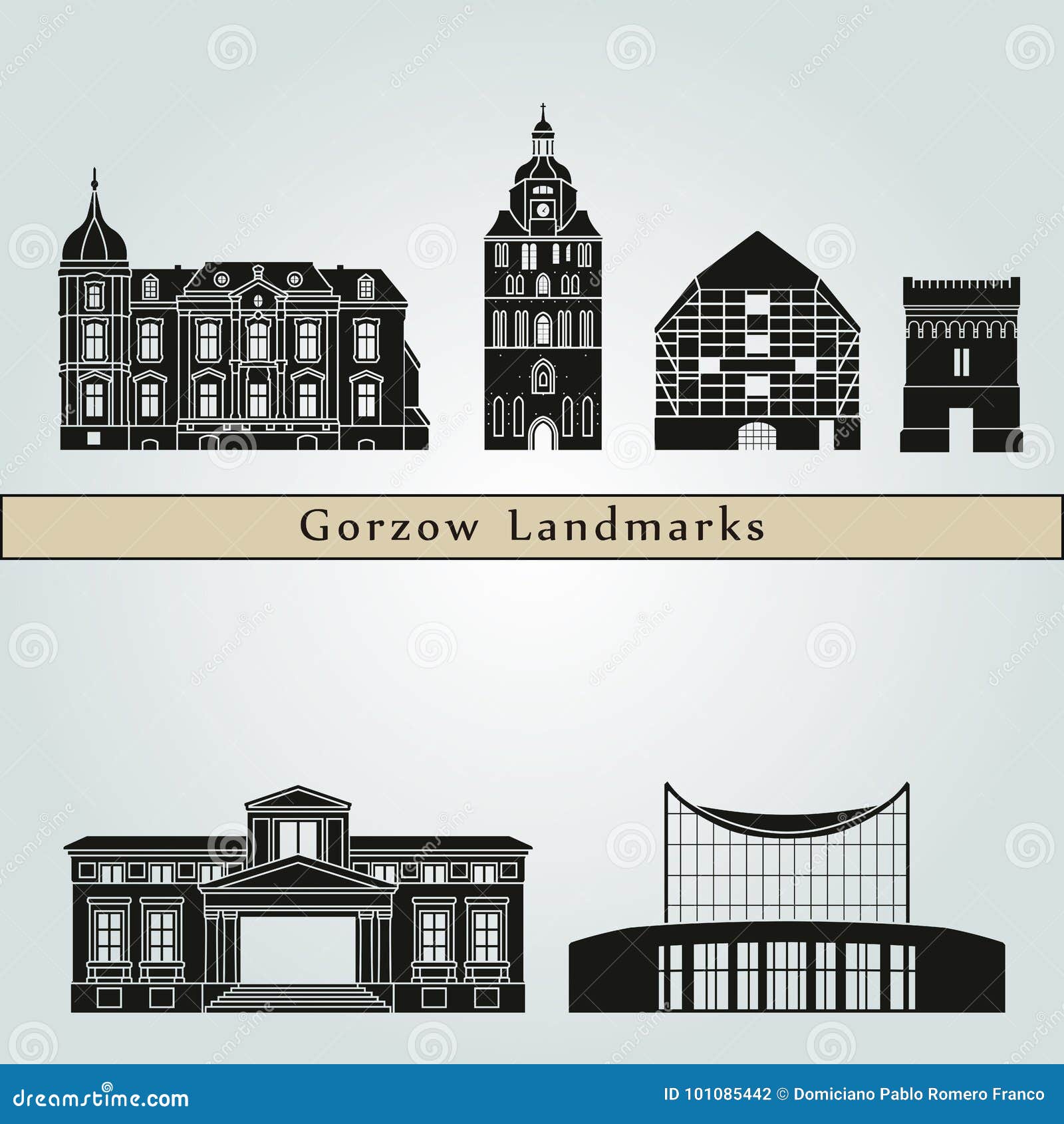 Gorzow Wlkp landmarks stock vector. Illustration of europe - 101085442