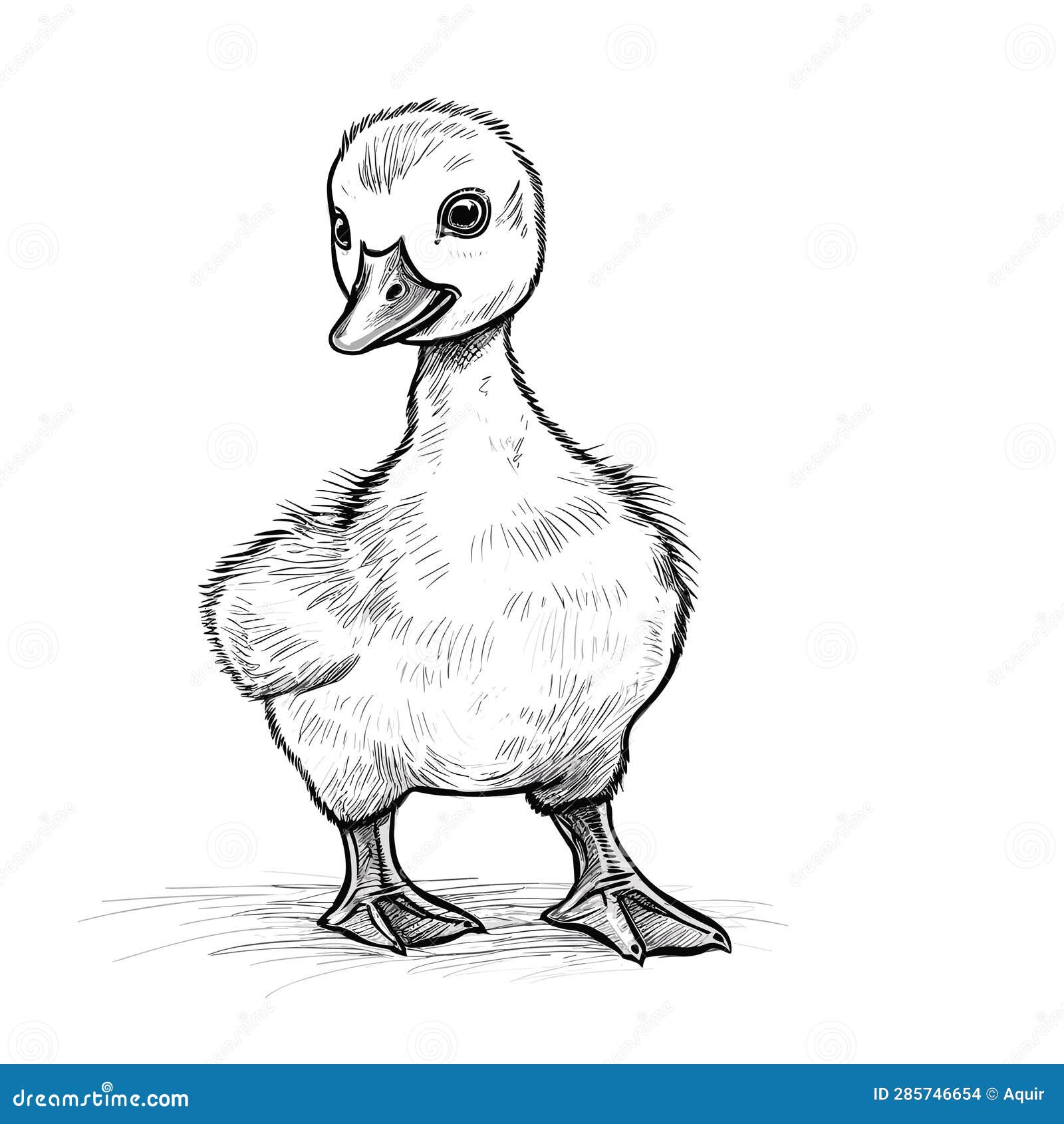 Gosling Hand-drawn Illustration. Gosling. Vector Doodle Style Cartoon ...