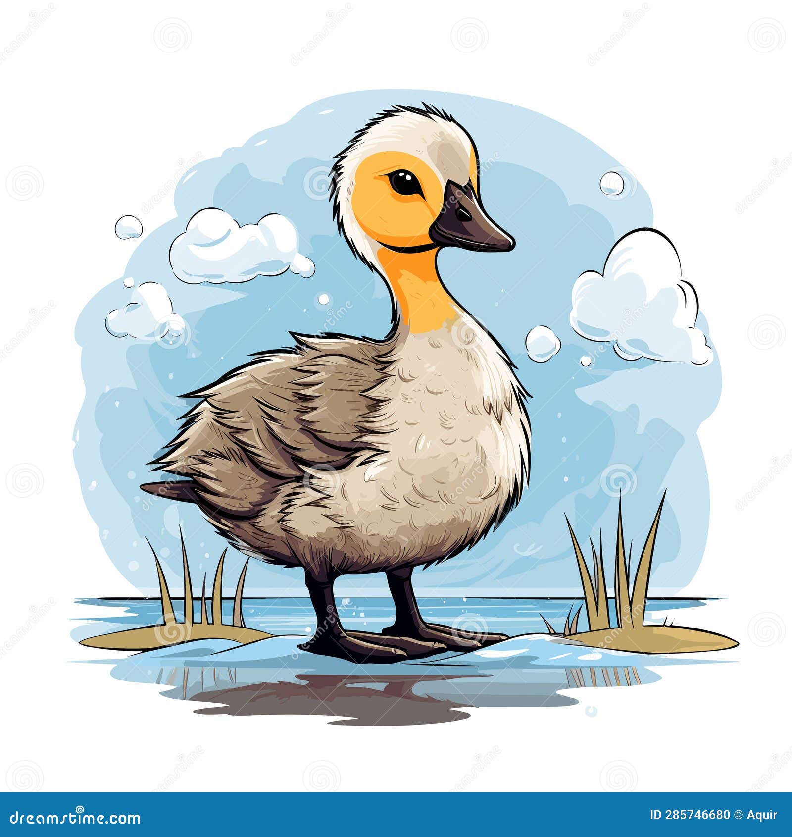 Gosling Hand-drawn Illustration. Gosling. Vector Doodle Style Cartoon ...