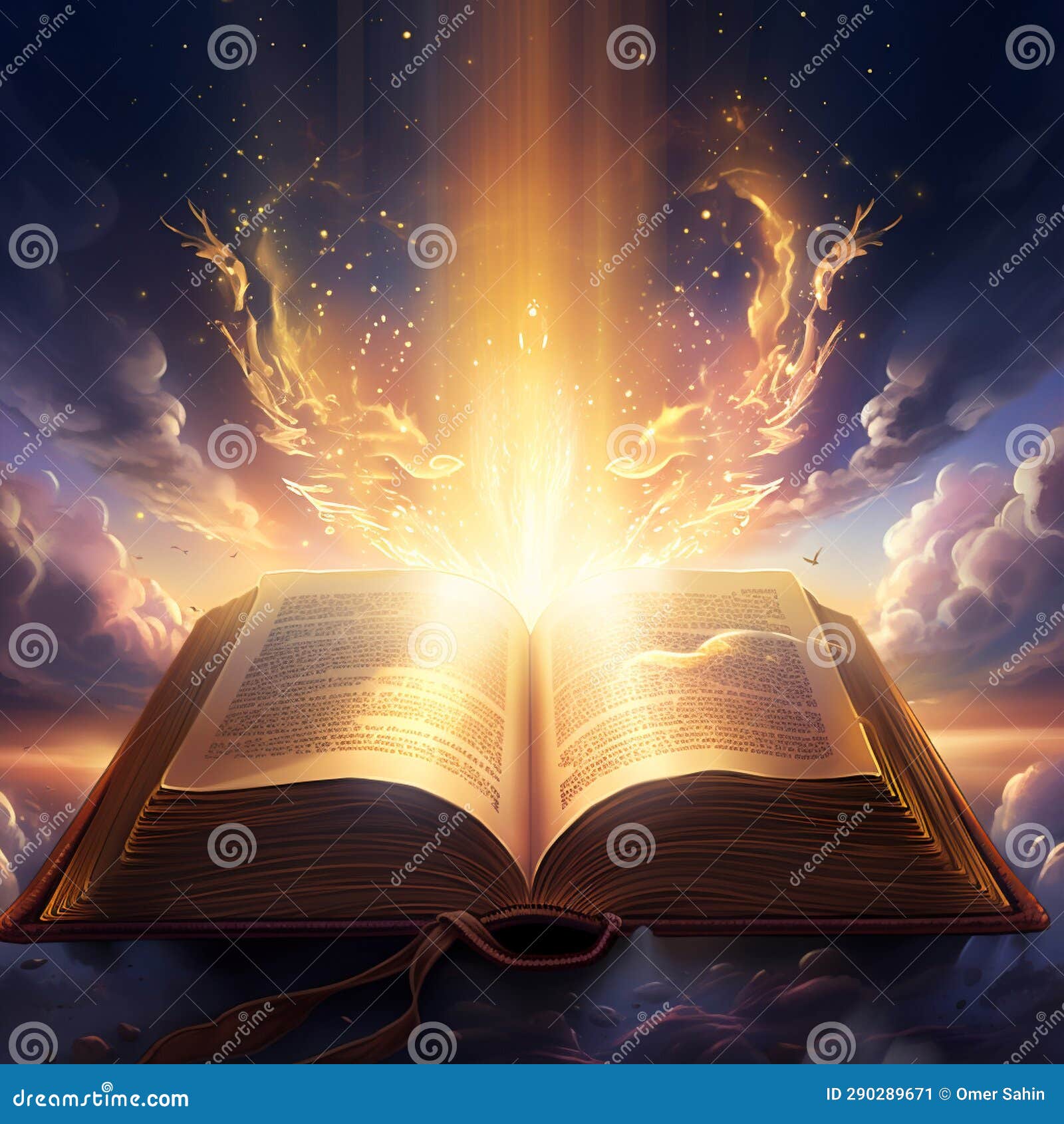 Gospel Glow - Open Bible with Glowing Beam of Light Stock Illustration ...