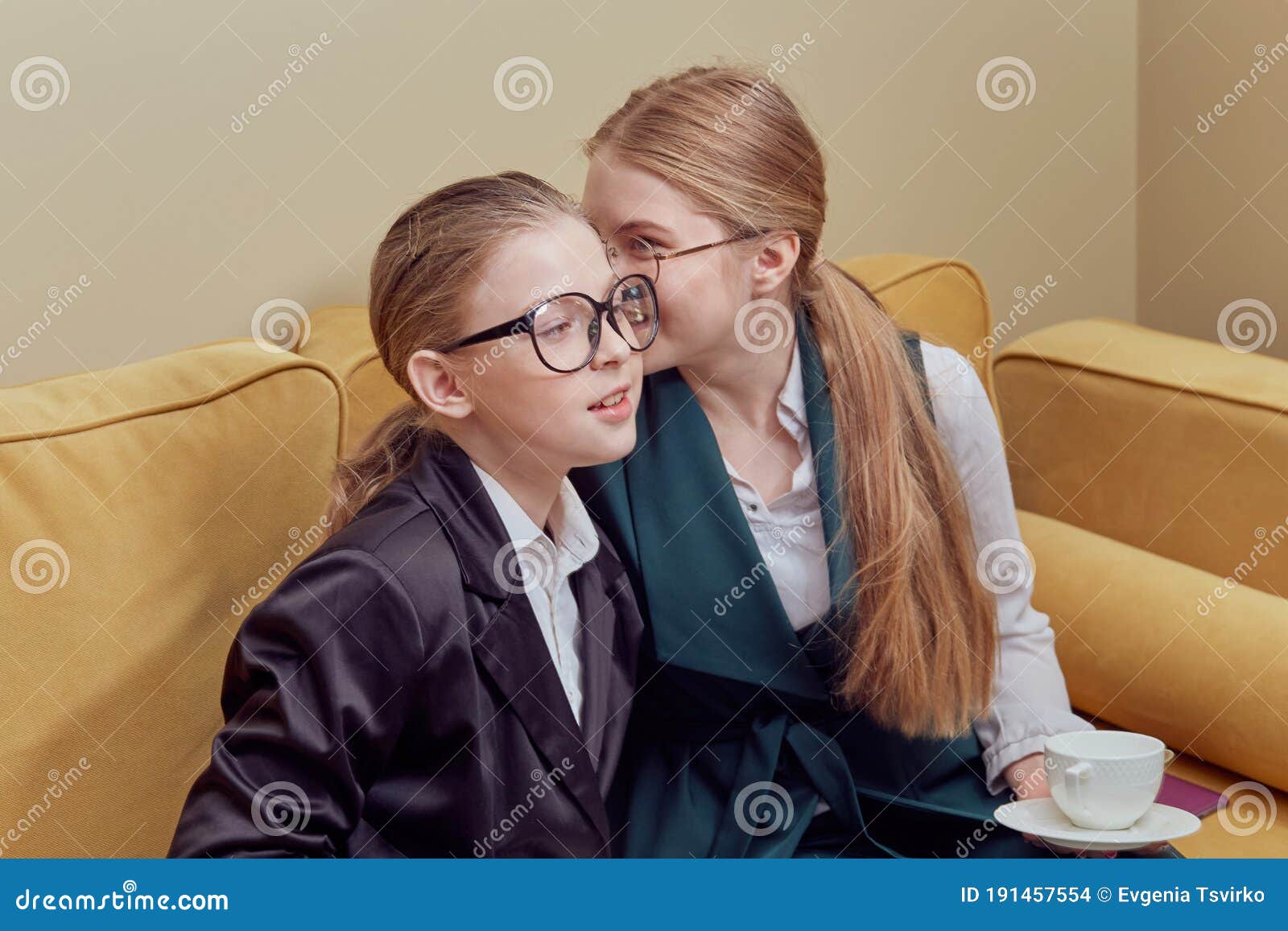 Gossip at Work. Discussion of Colleagues. Two Girls are Talking Stock ...