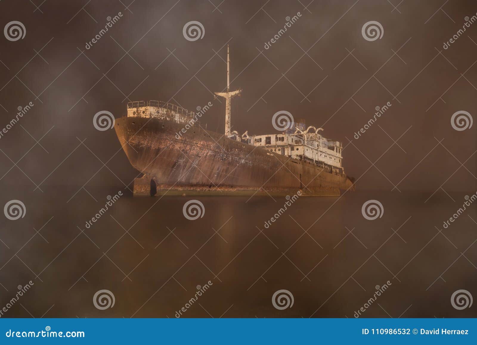 Gost ship in the myst stock photo. Image of dark, nature - 110986532