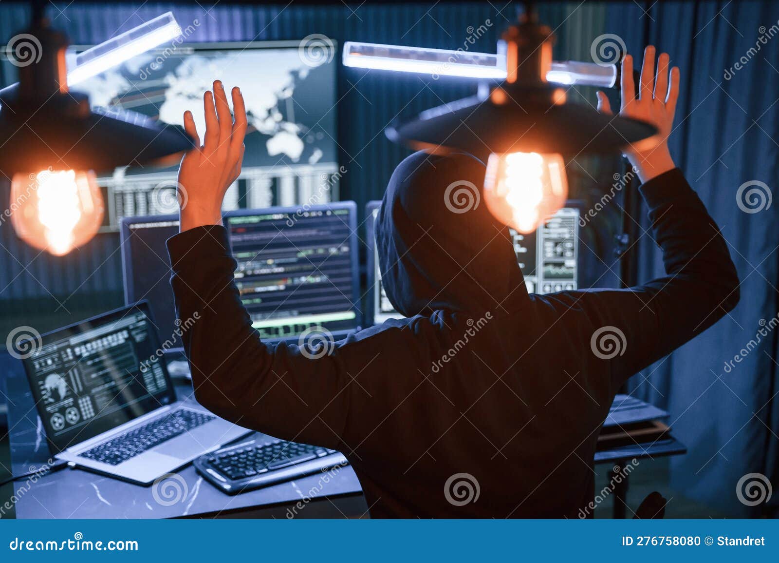 Got caught. with hands up stock photo. Image of home - 276758080