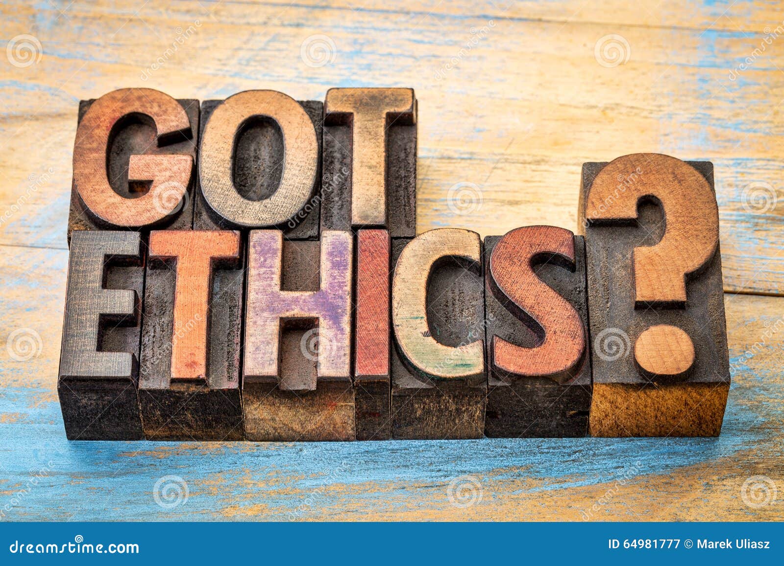 Got Ethics Question in Wood Type Stock Image - Image of white, printing ...