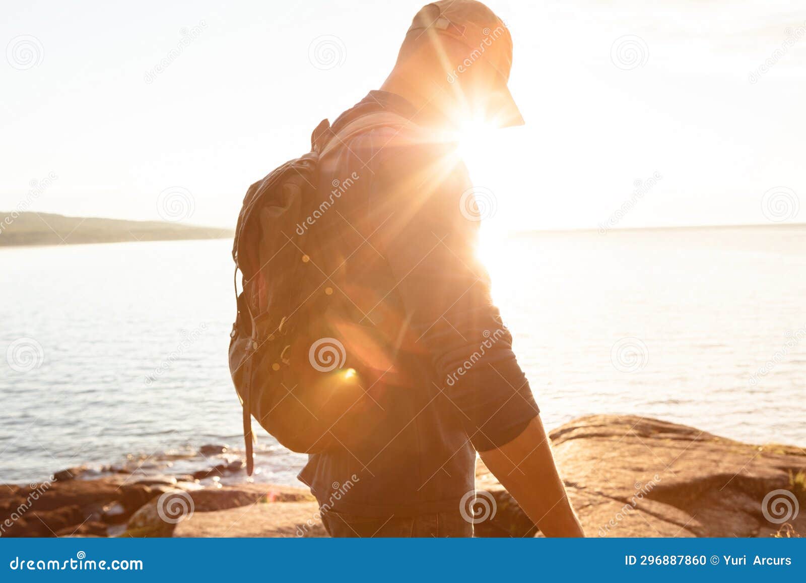 Got a Problem To Solve Go for a Hike. a Man Wearing His Backpack while ...