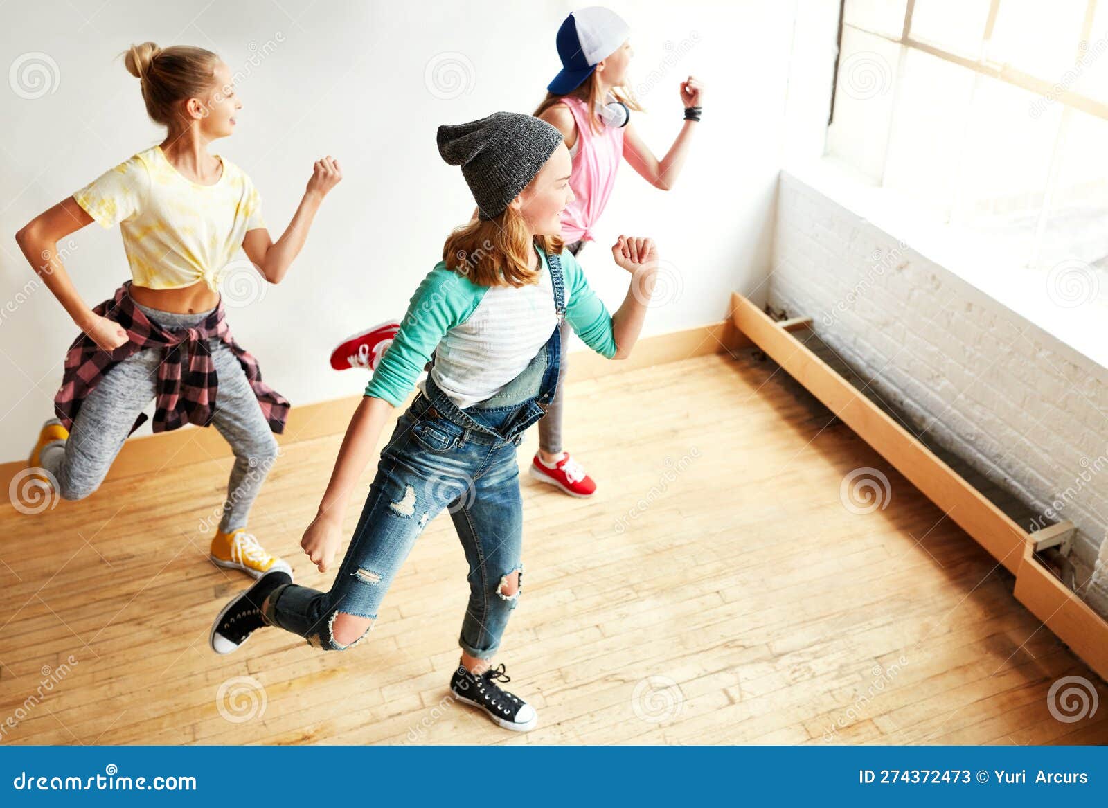 We Got this Routine Down. Young Girls Dancing in a Dance Studio. Stock ...