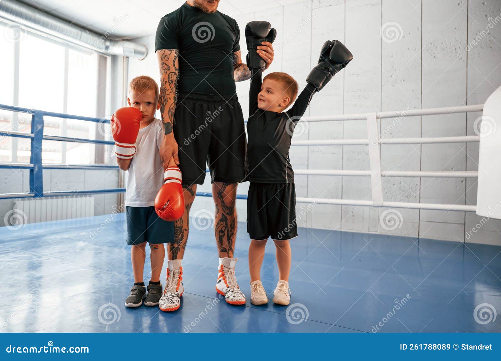 We Got the Winner of the Fight. Young Tattooed Coach Teaching the Kids ...