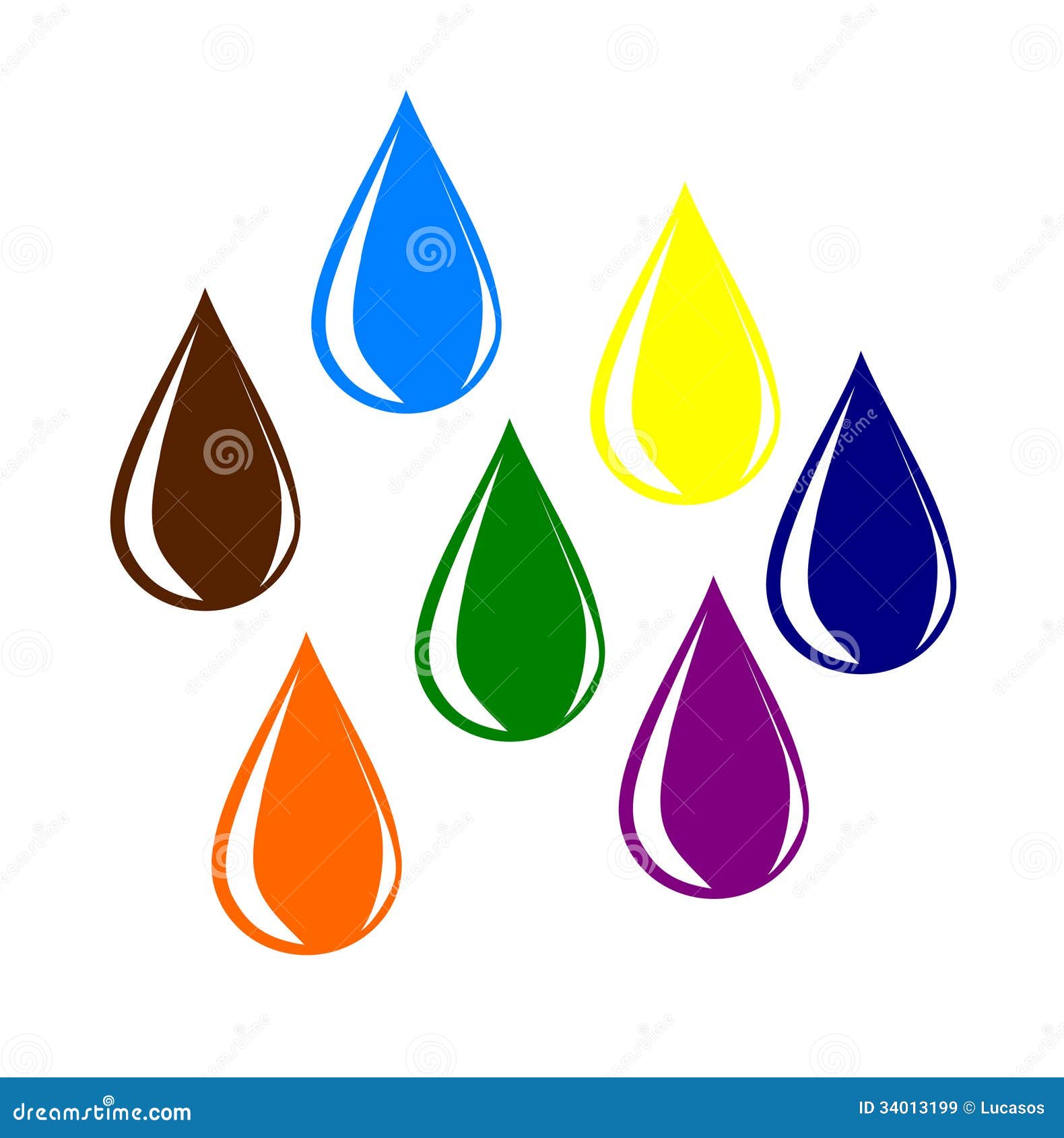 Gotas coloridas da água. ilustração stock. Ilustração de mineral - 34013199