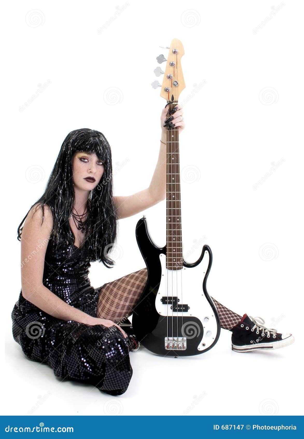 Goth Bass Babe stock image. Image of bass, band, formal - 687147