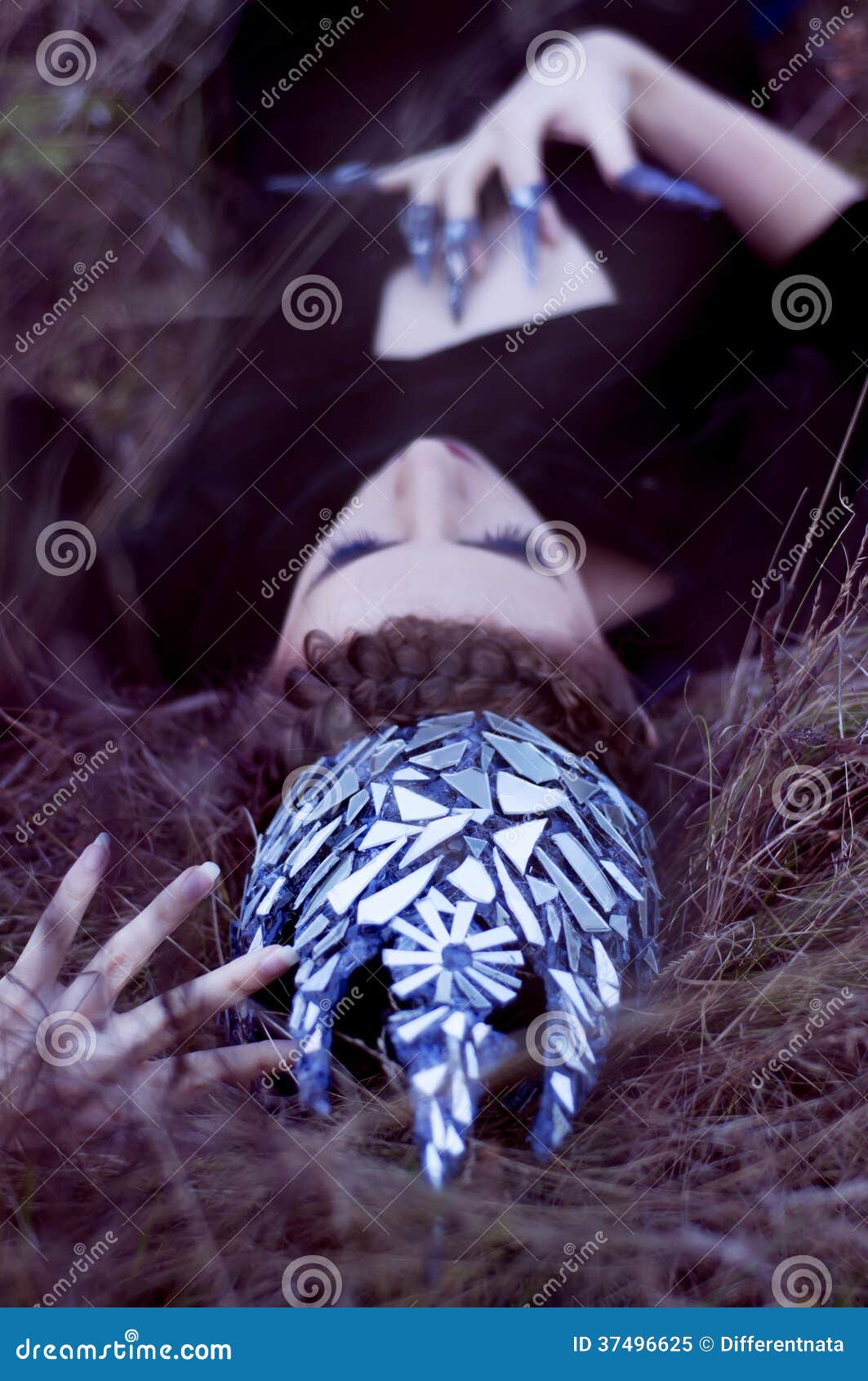 Goth Dirl Lying in the Grass Stock Image - Image of dress, sleepling ...