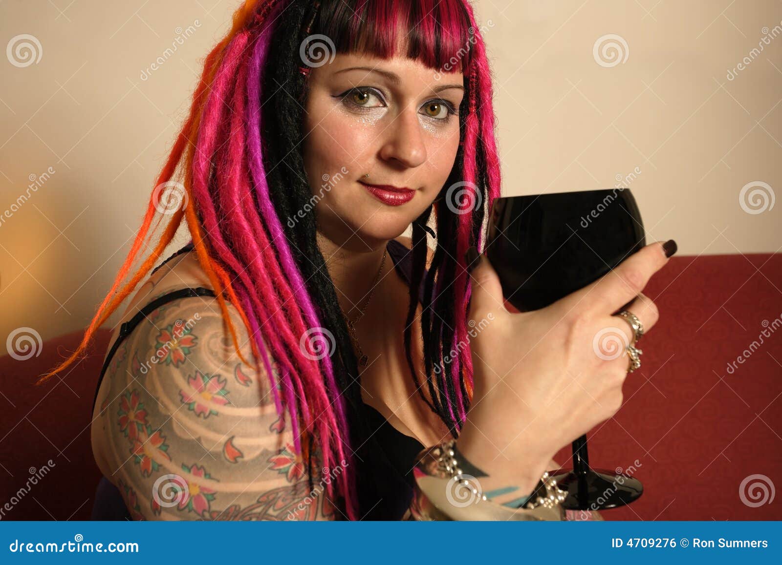 Goth drinking wine stock photo. Image of girl, look, portrait - 4709276