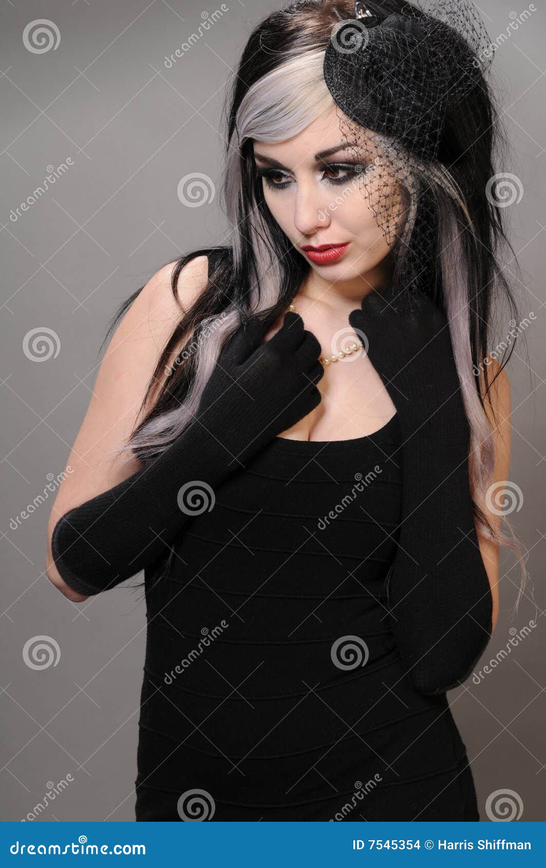Goth girl stock photo. Image of monochrome, teenager, white - 7545354