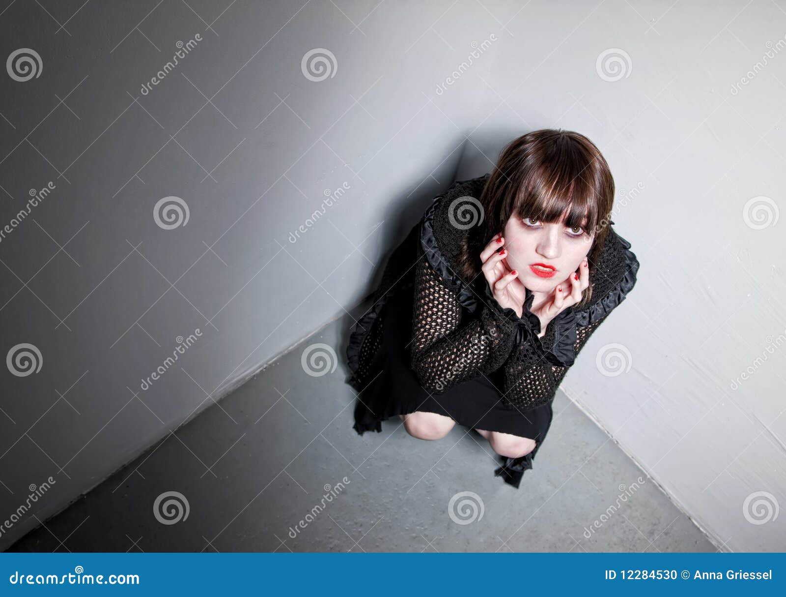 Goth girl in a corner stock photo. Image of alone, pale - 12284530