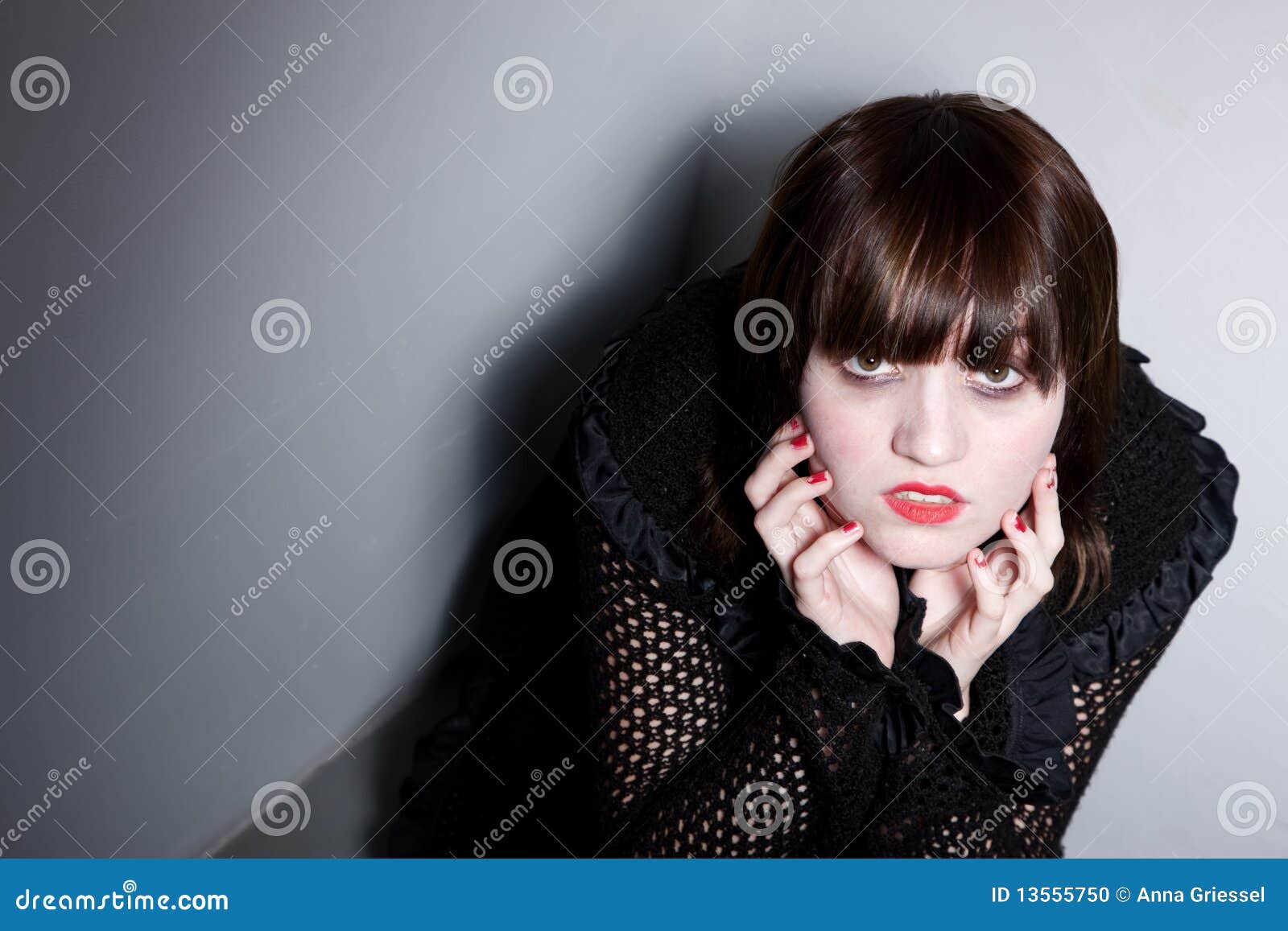 Goth Girl Cowering in Corner Stock Photo - Image of cowering, unhappy ...