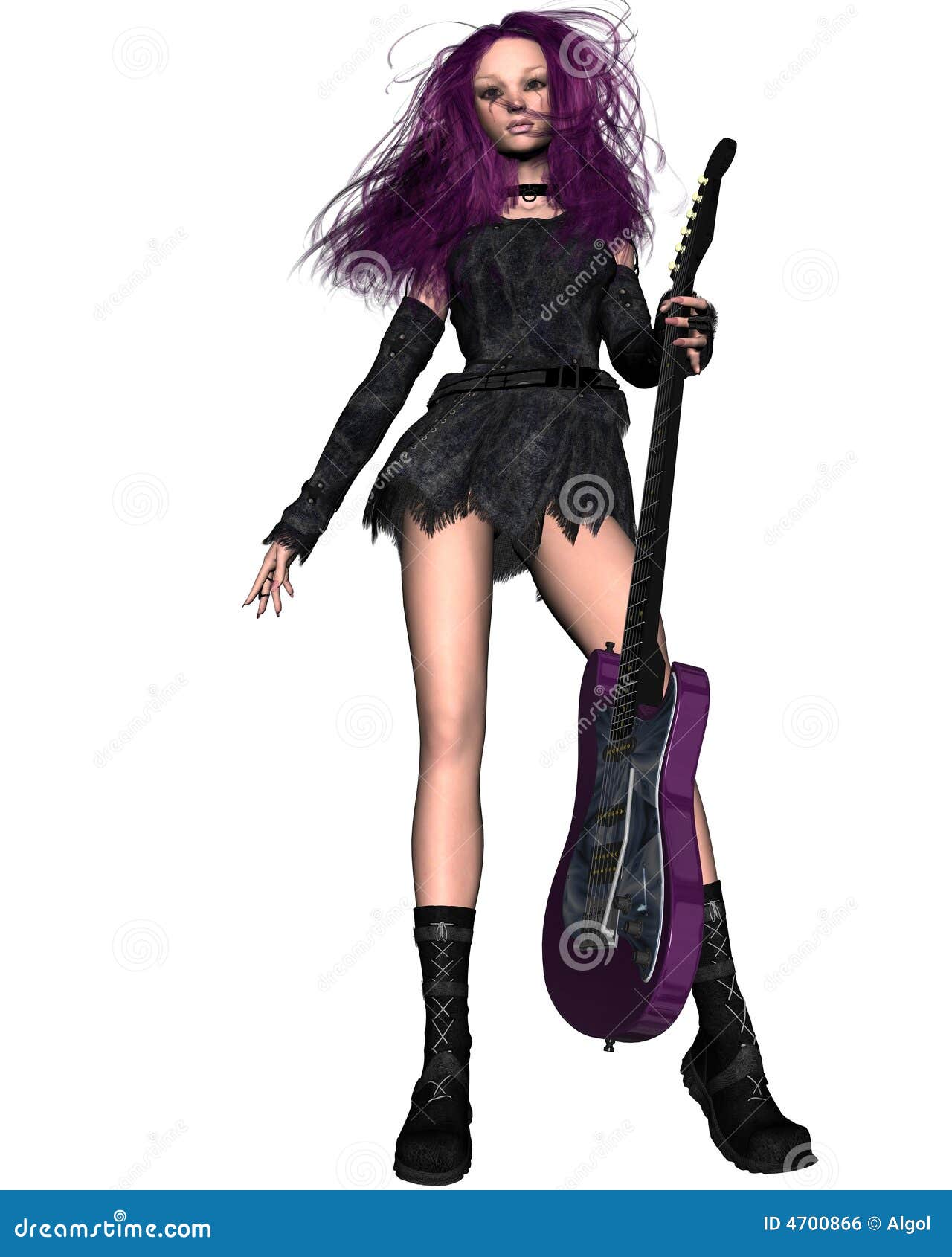 Goth Girl Guitarist - 2 stock illustration. Illustration of girl - 4700866