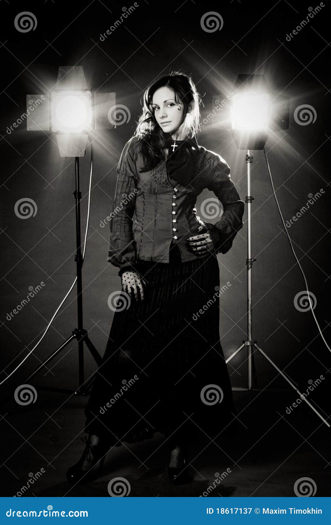 Goth Girl Portrait with Studio Spotlight Stock Image - Image of ...