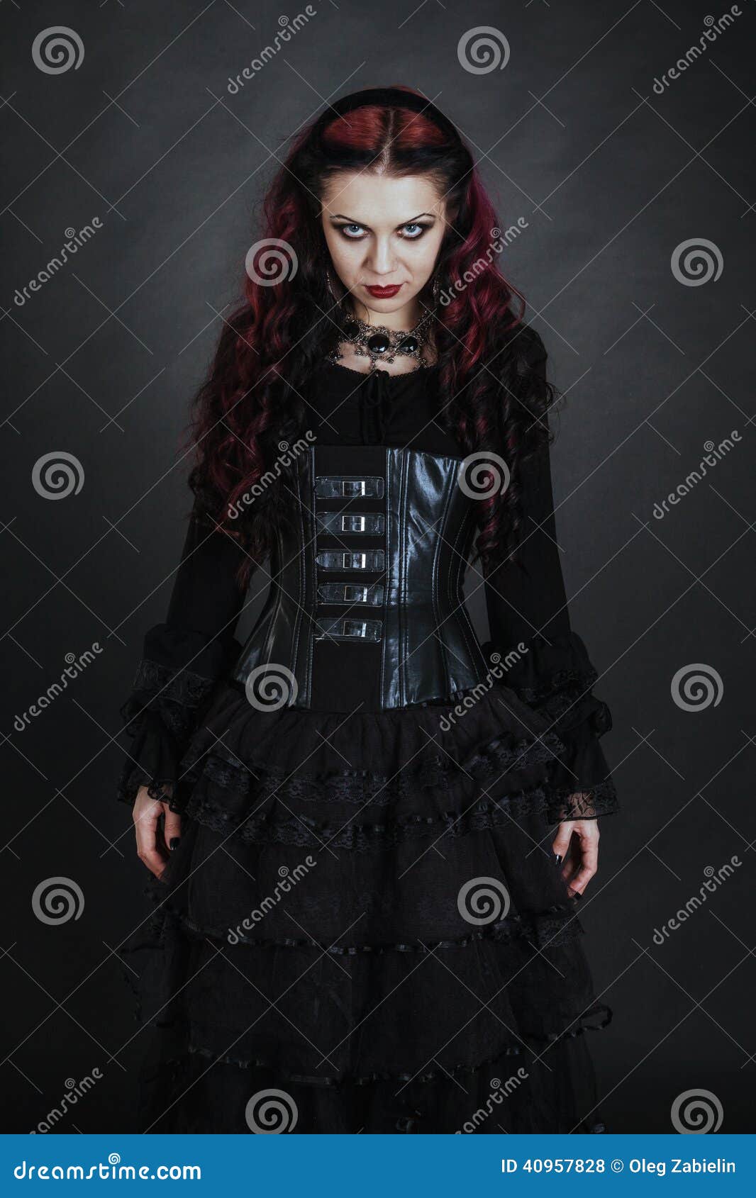 Goth girl with a red hair stock photo. Image of dark - 40957828