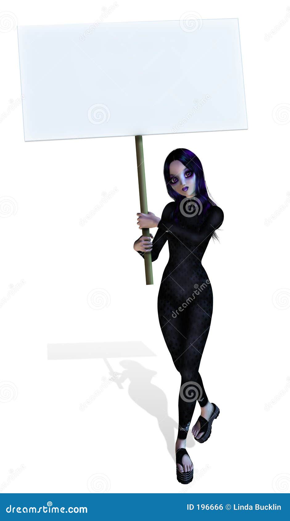 Goth Girl with Sign - Includes Clipping Path Stock Illustration ...