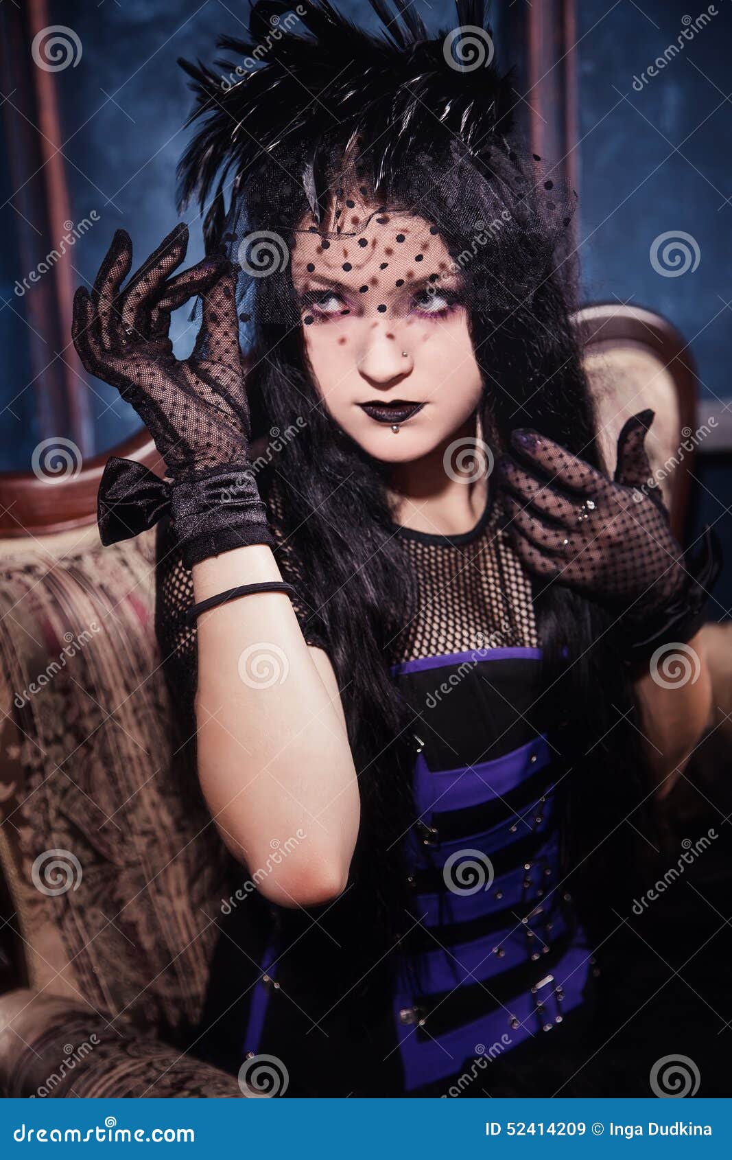 Goth girl stock image. Image of glamour, black, facial - 52414209