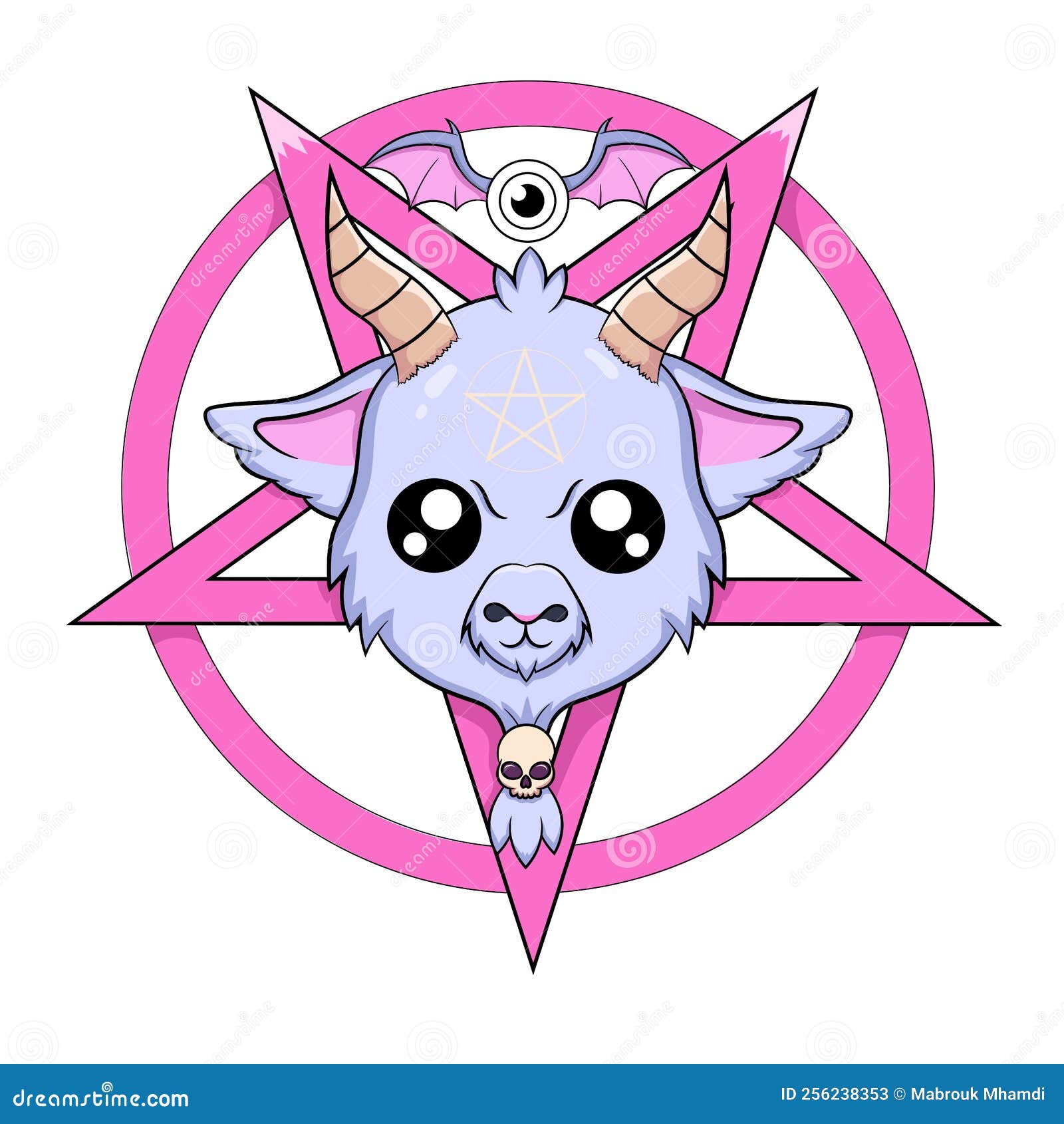 Creepy Kawaii Pastel Goth Goat Stock Vector - Illustration of animal ...