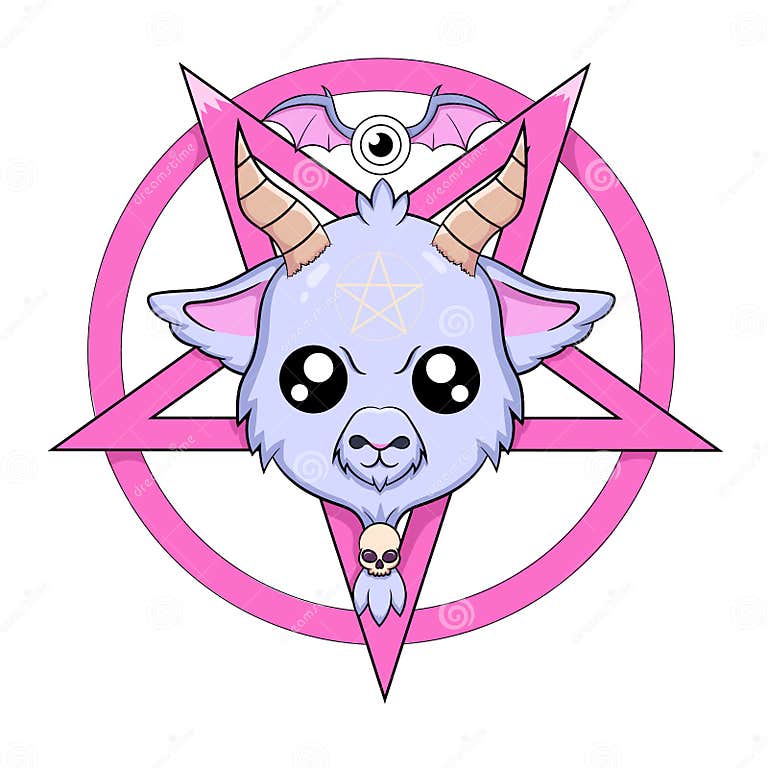 Creepy Kawaii Pastel Goth Goat Stock Vector - Illustration of animal ...