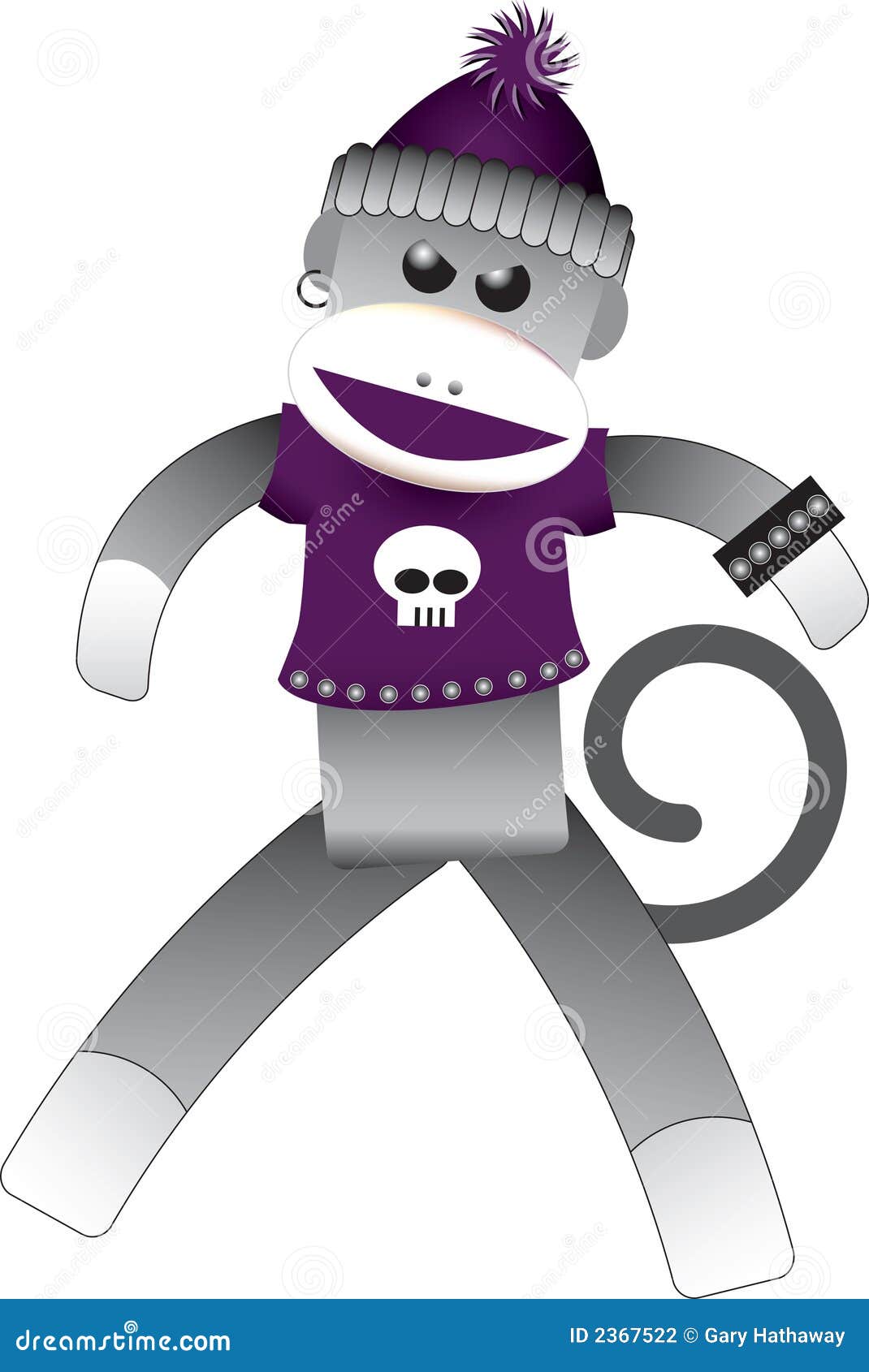 Goth Sock Monkey stock vector. Illustration of punk, tail - 2367522