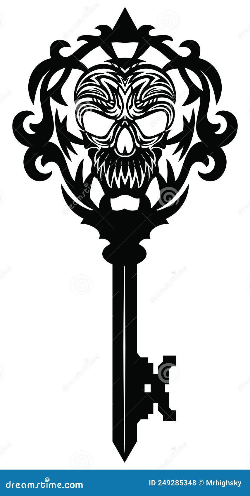 Goth style Skull Key stock vector. Illustration of evil - 249285348