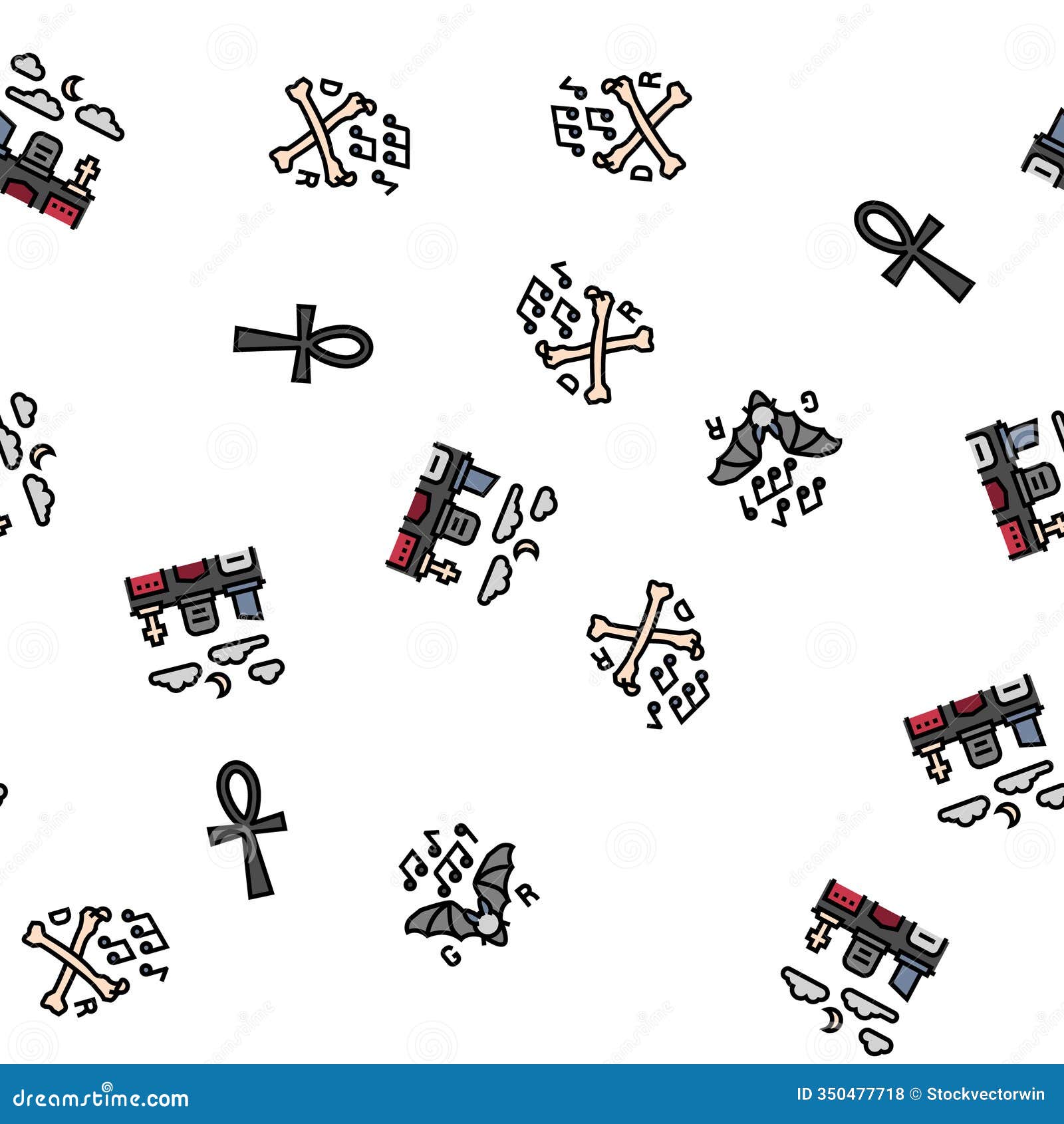 Goth Subculture Punk Gothic Y2k Seamless Pattern Vector Stock ...