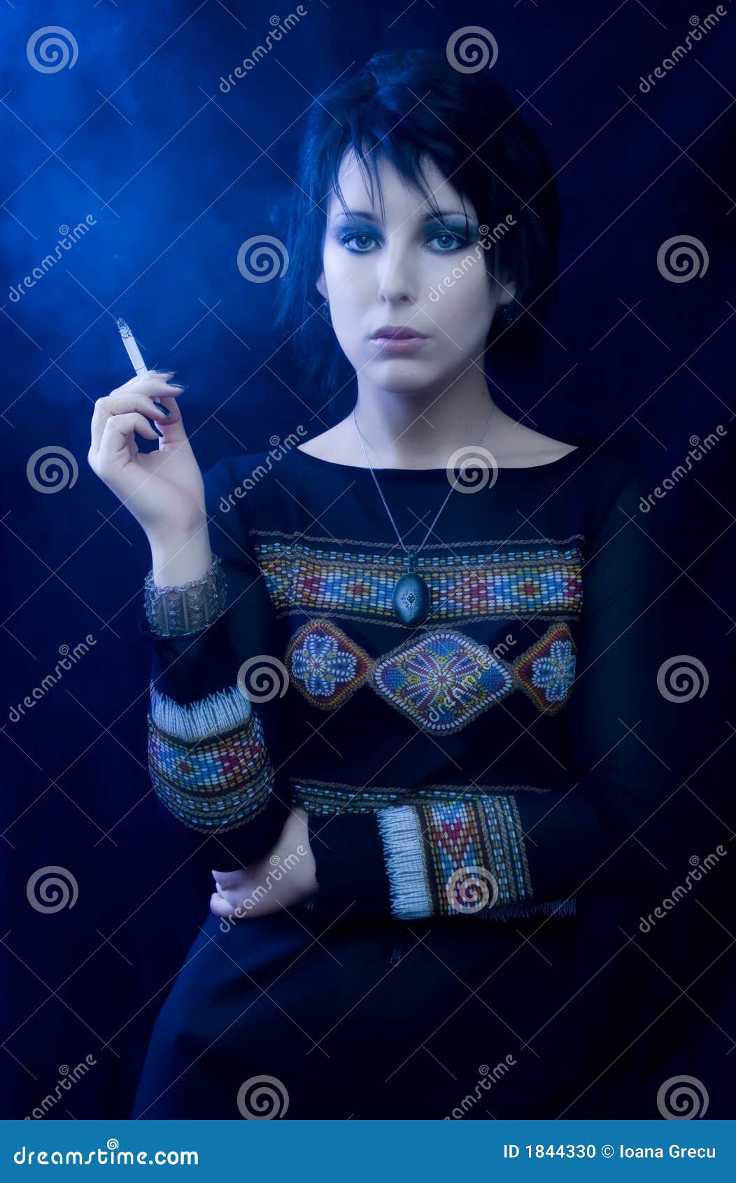 Goth Woman with Cigarette stock photo. Image of cryptic - 1844330