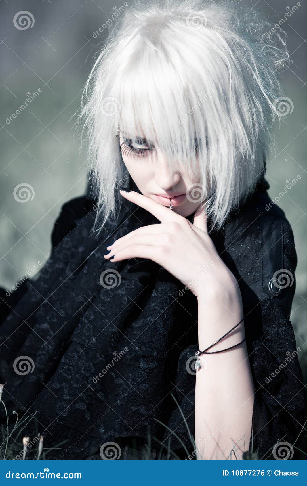Goth woman portrait stock photo. Image of model, hand - 10877276