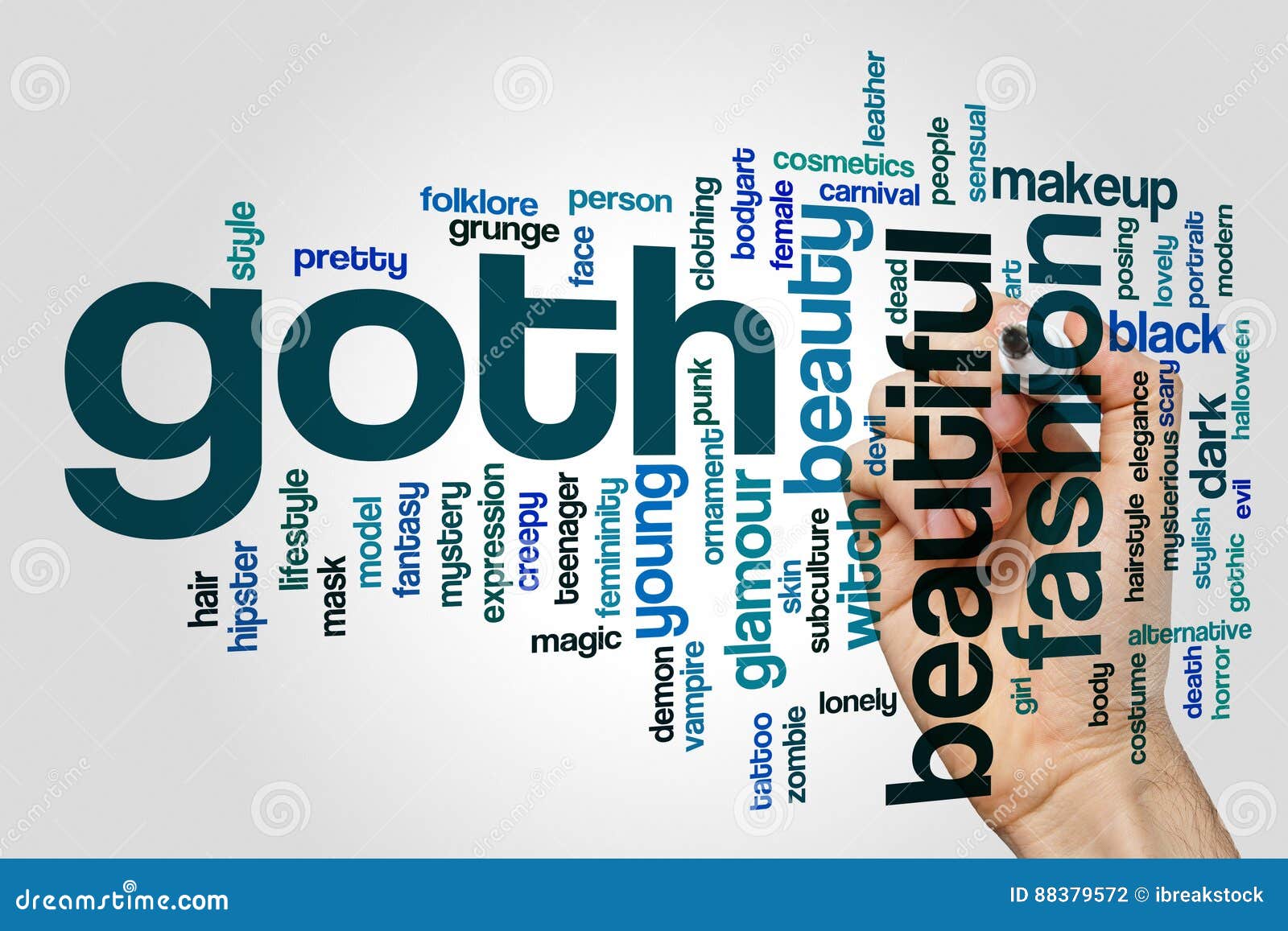 Goth word cloud stock photo. Image of lifestyle, makeup - 88379572