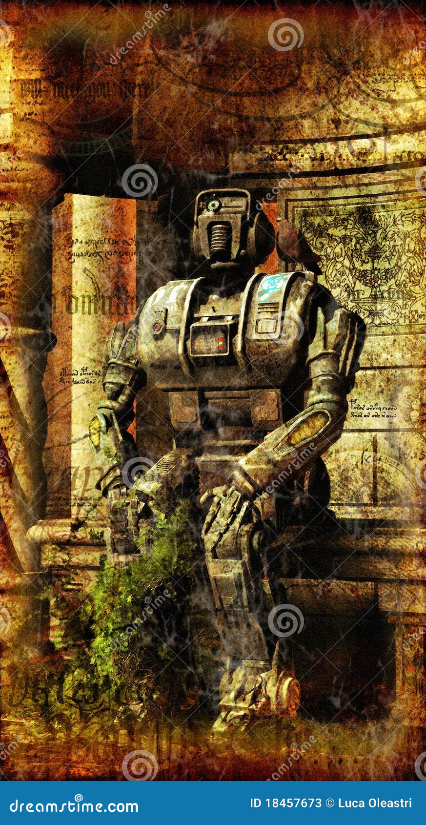 Gothic abandoned robot stock illustration. Illustration of book - 18457673