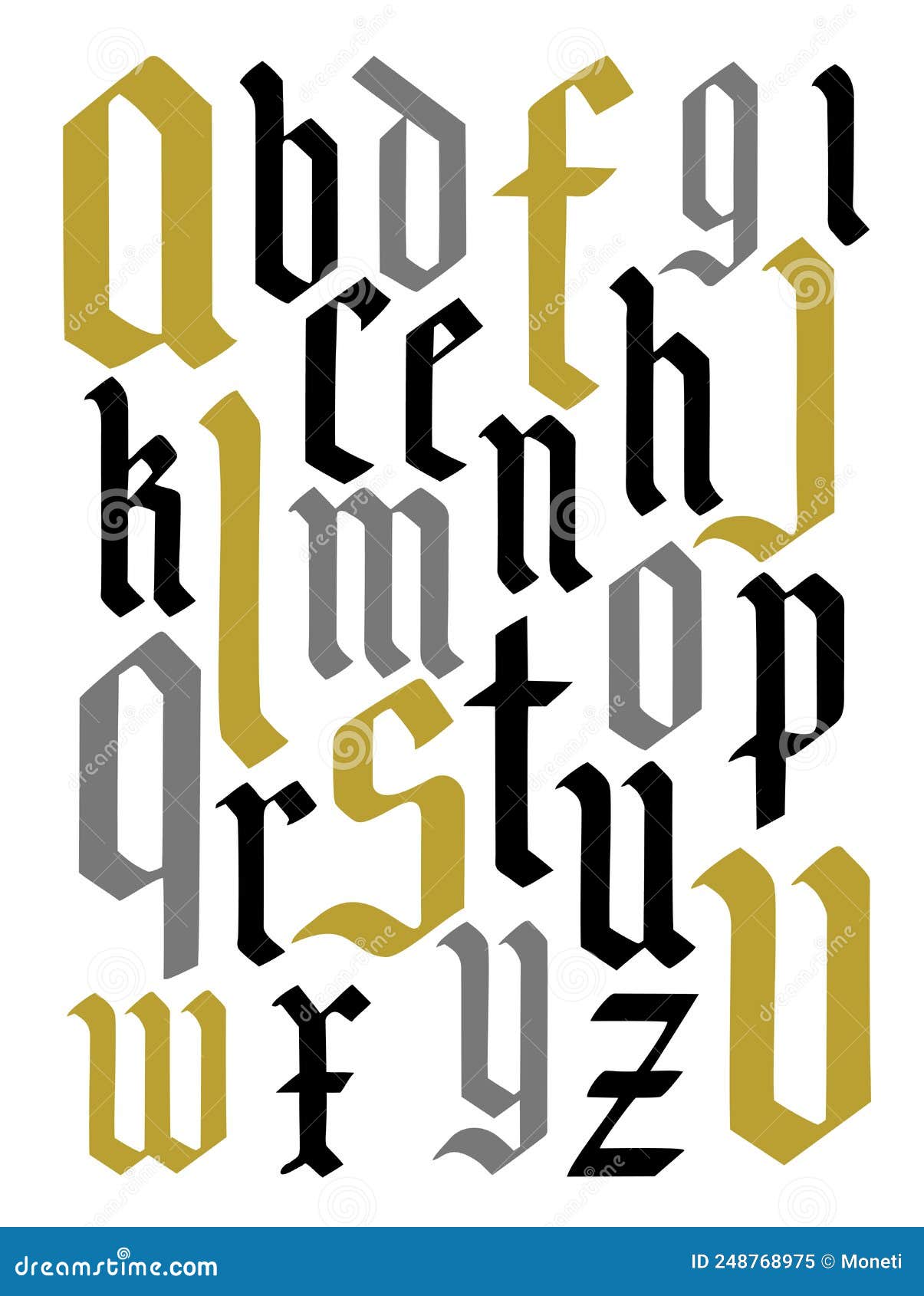 Gothic Alphabet on a Vintage Background. Vector Modern Gothic Alphabet ...