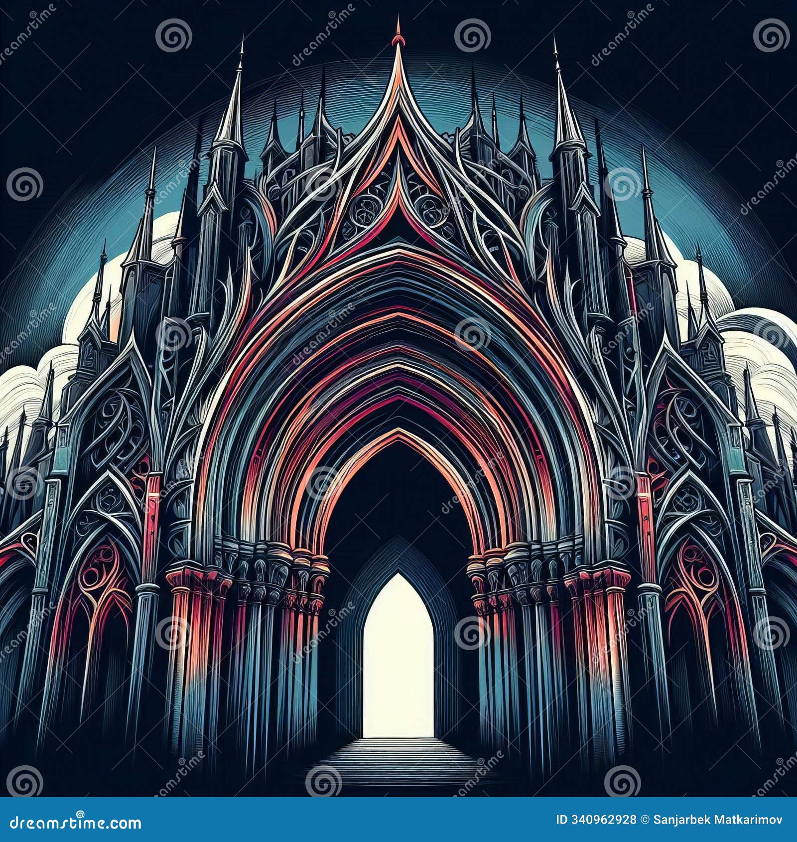 Gothic Arch a Dramatic Architectural Piece with Bold Shading Sha Stock ...